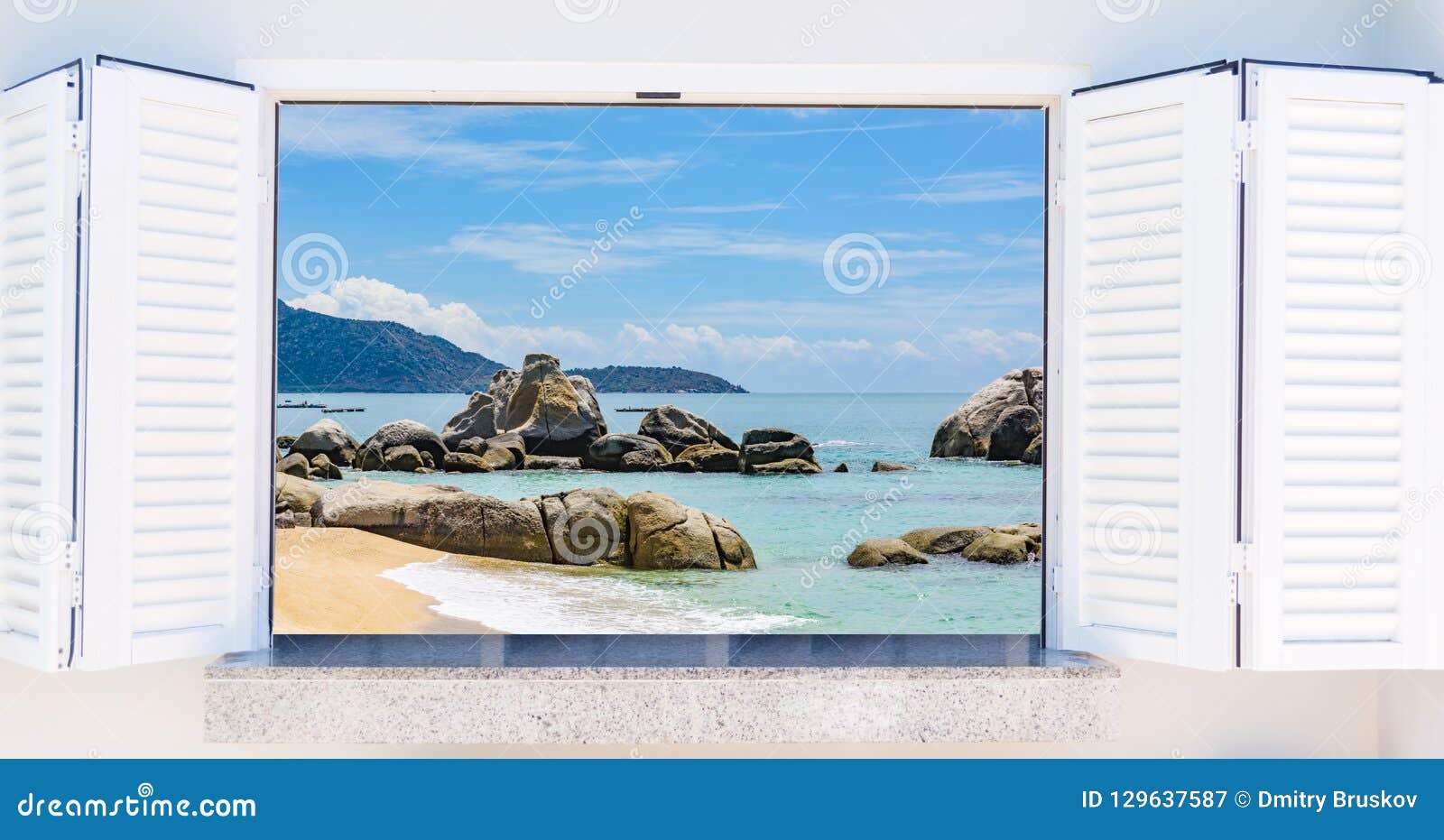 Ocean view window stock image. Image of summer, open - 129637587