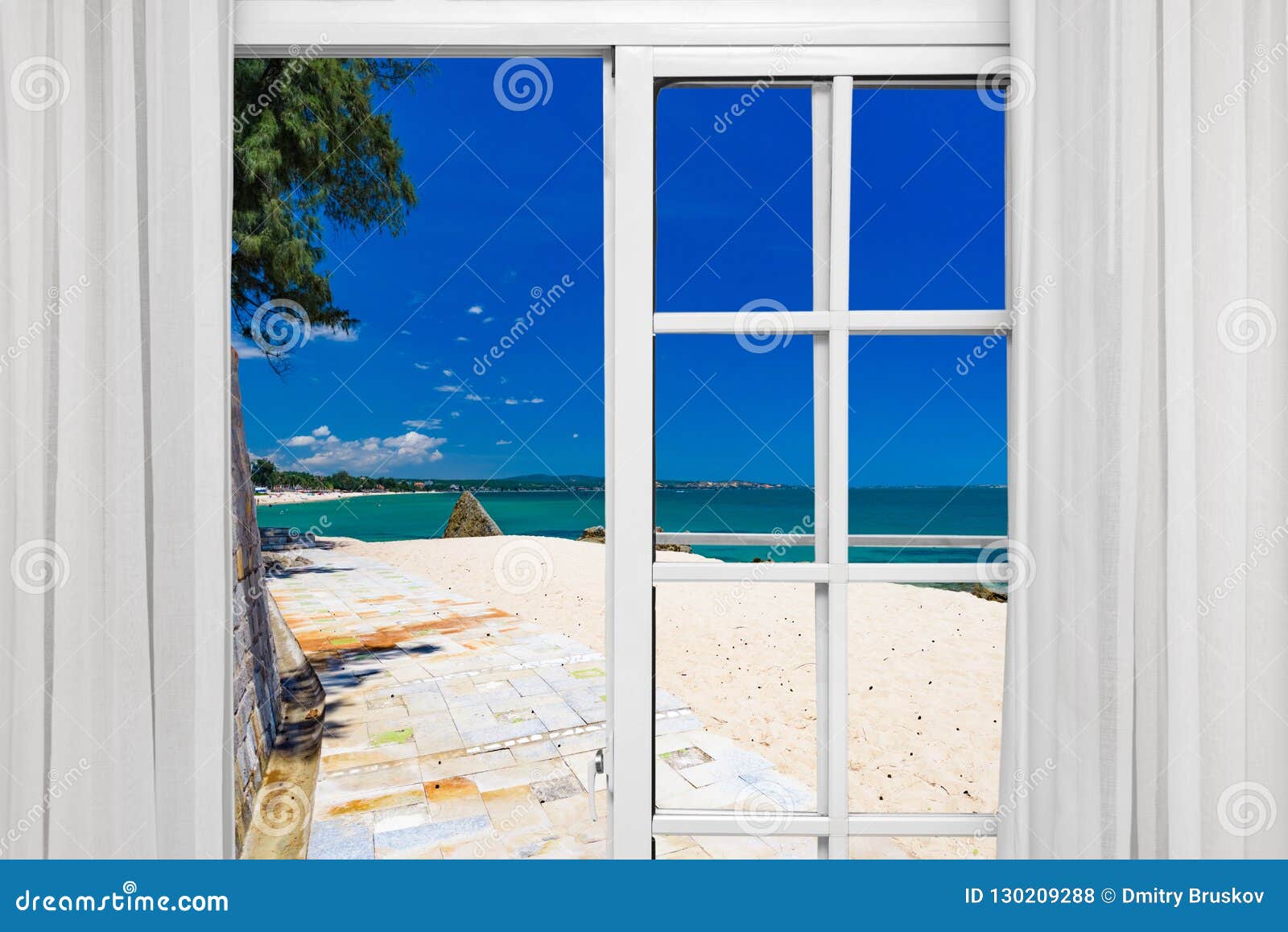 Ocean view window stock photo. Image of greek, greece - 130209288