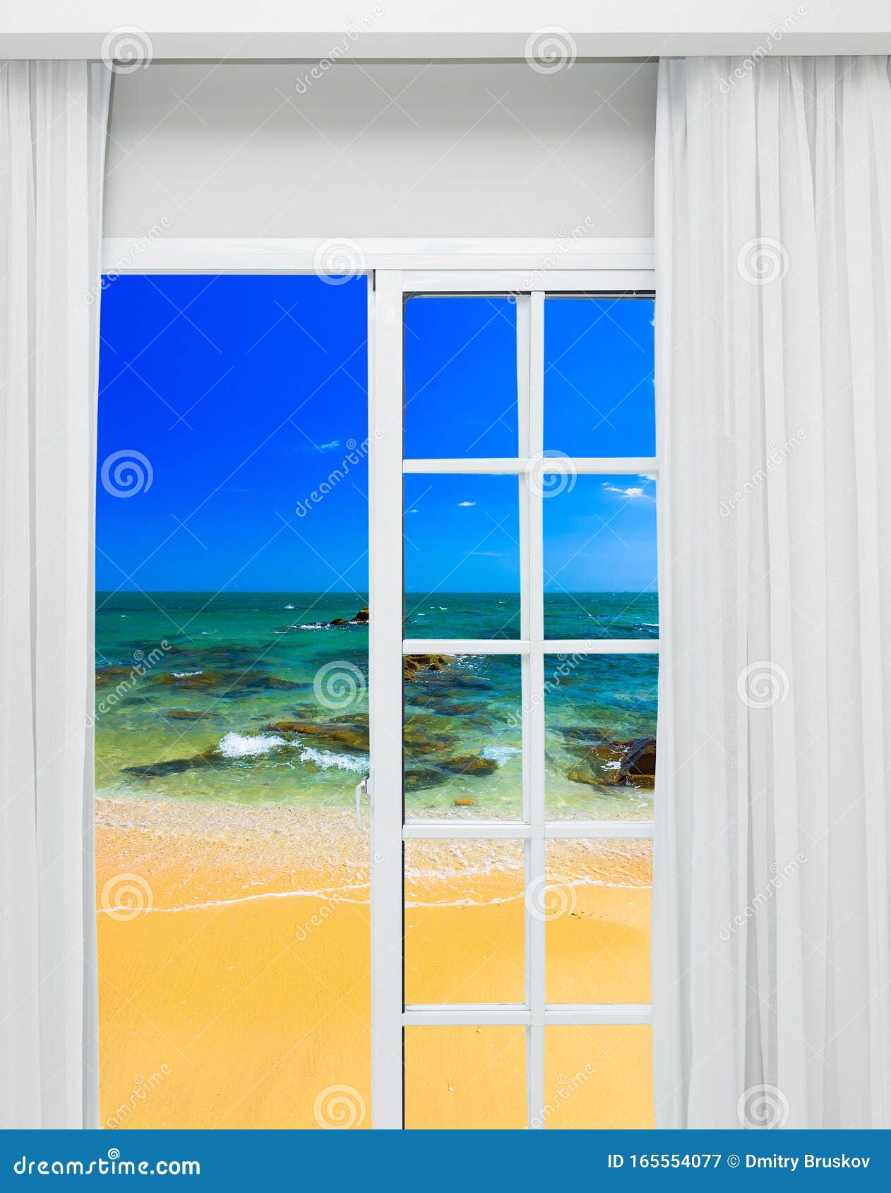 Ocean view window stock image. Image of scenery, greek - 165554077