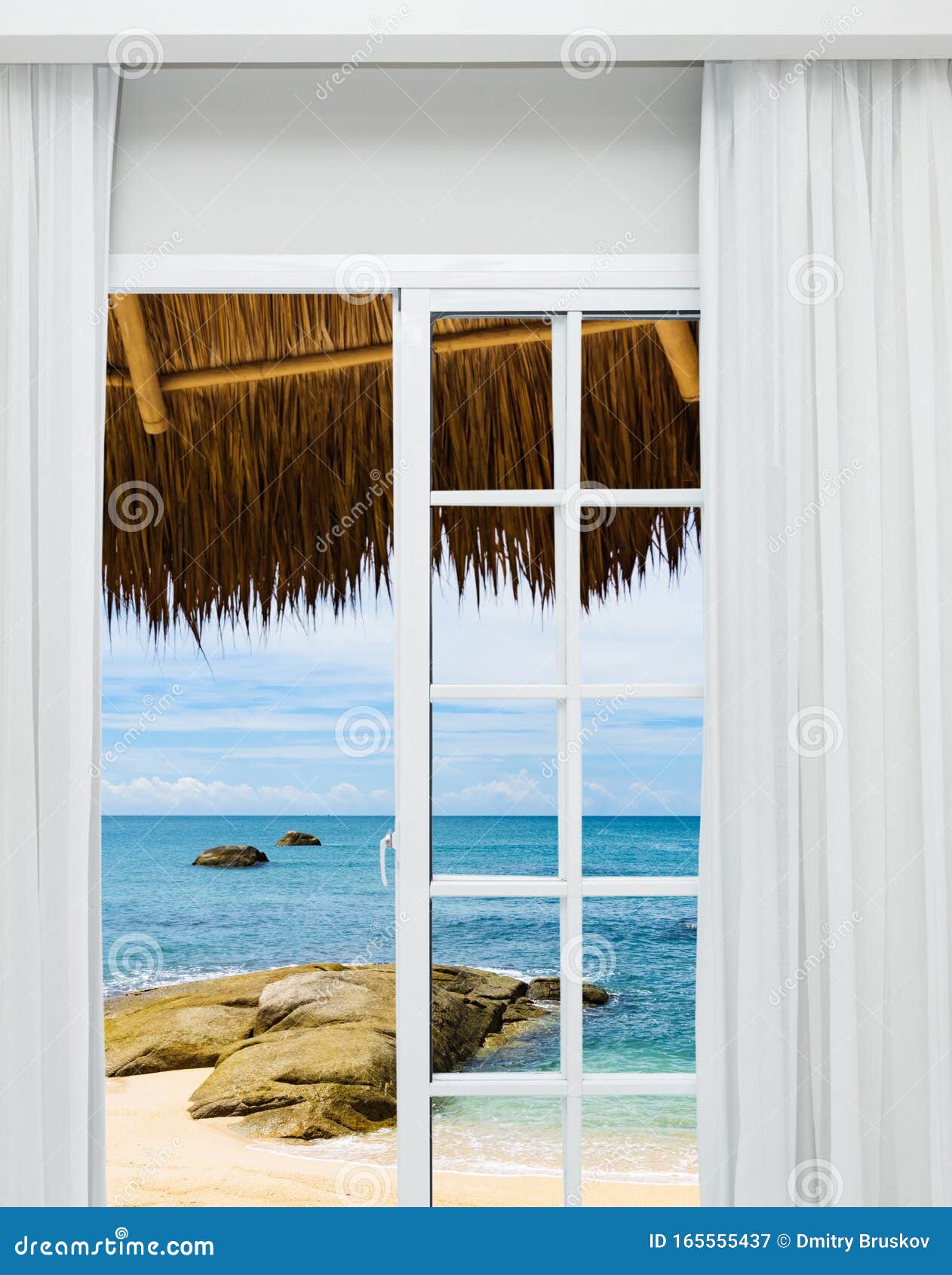 Ocean view window stock image. Image of landscape, sand - 165555437