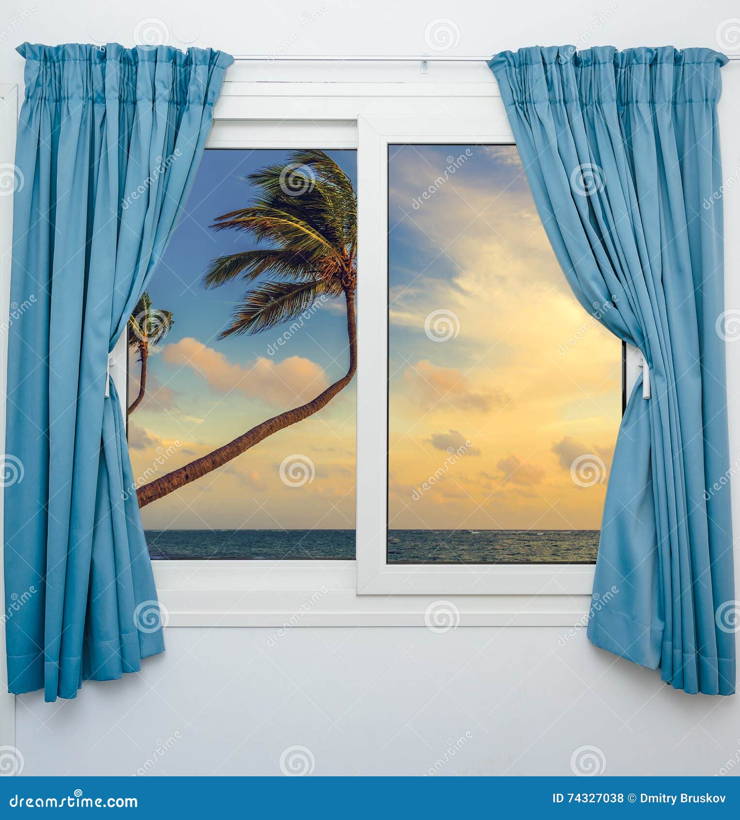 Ocean view window stock photo. Image of summer, greece - 74327038