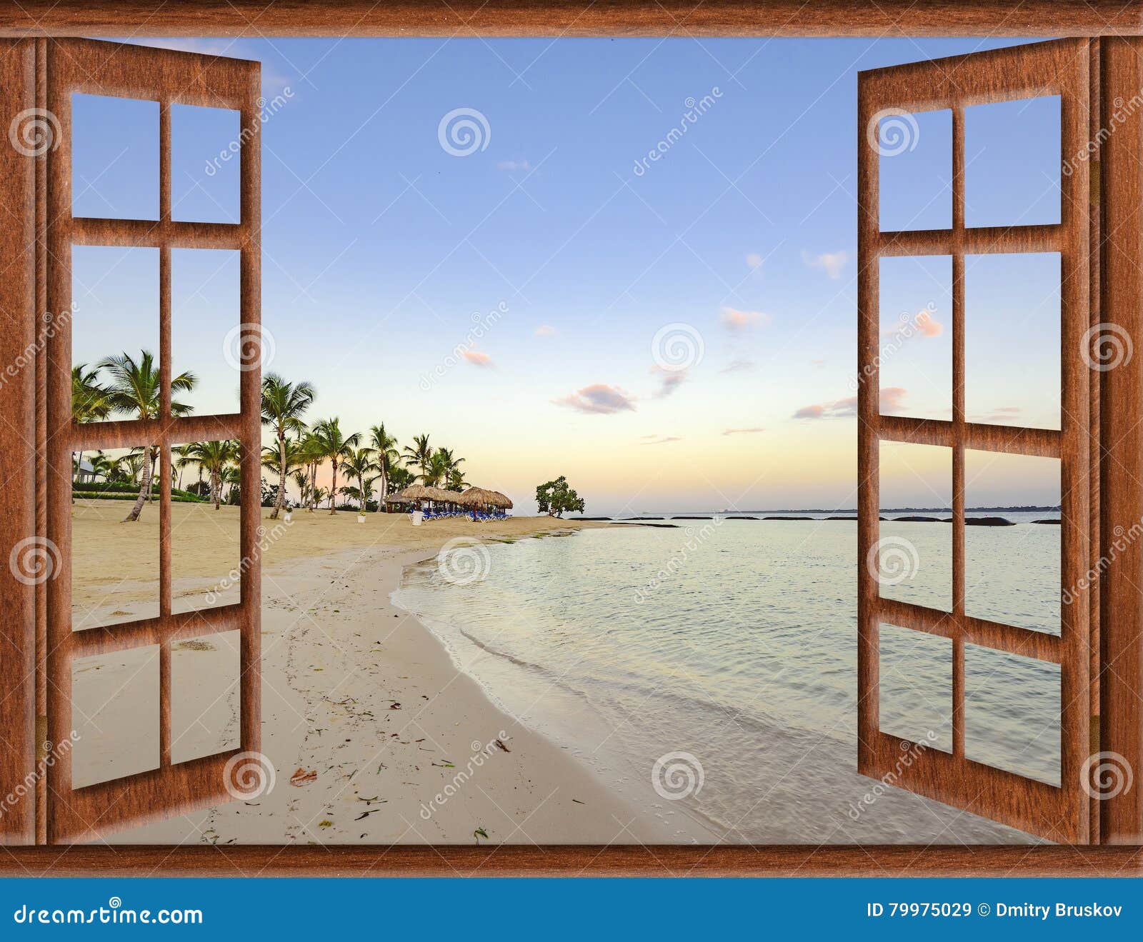 Ocean view window stock image. Image of famous, palm - 79975029