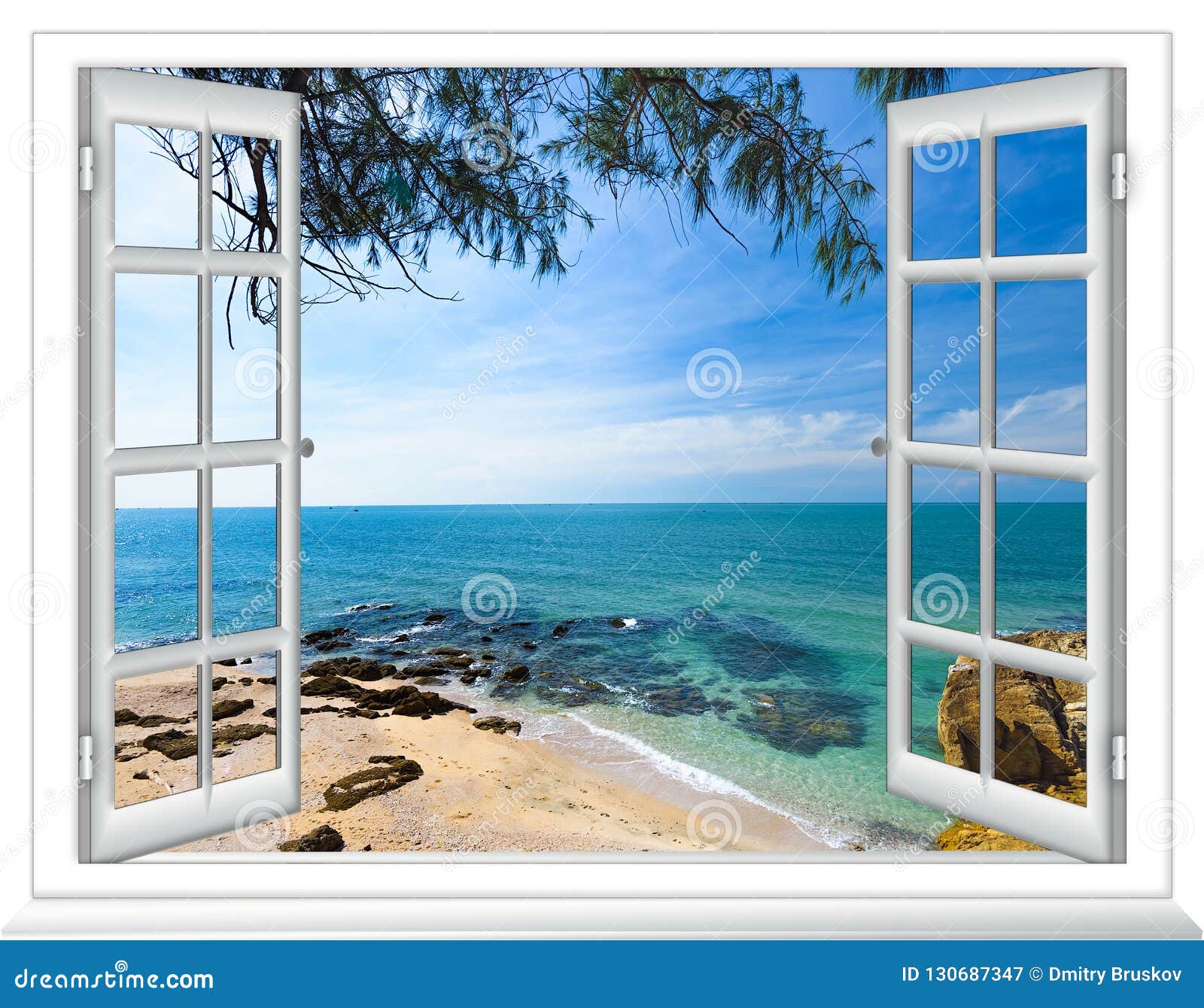Ocean view window open stock image. Image of lagoon - 130687347