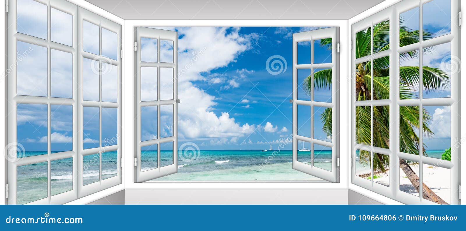 Ocean view window stock photo. Image of beautiful, clouds - 109664806