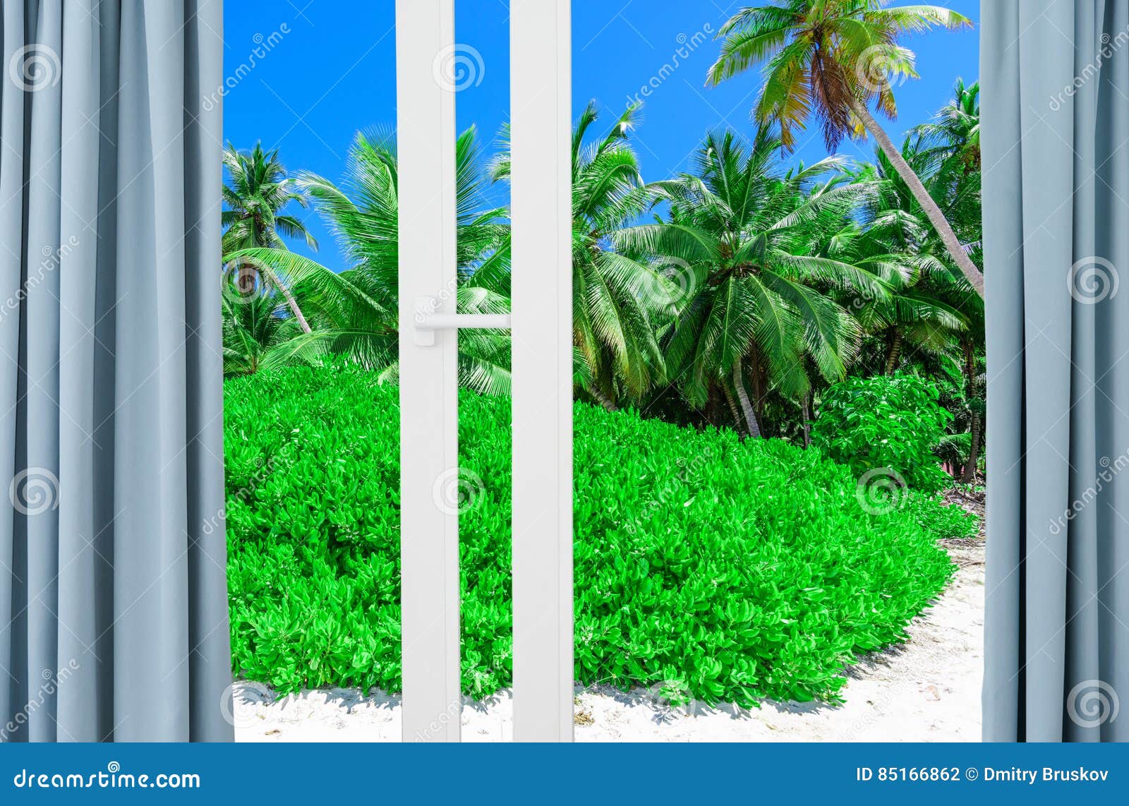 Ocean view window stock photo. Image of blue, sand, tourist - 85166862
