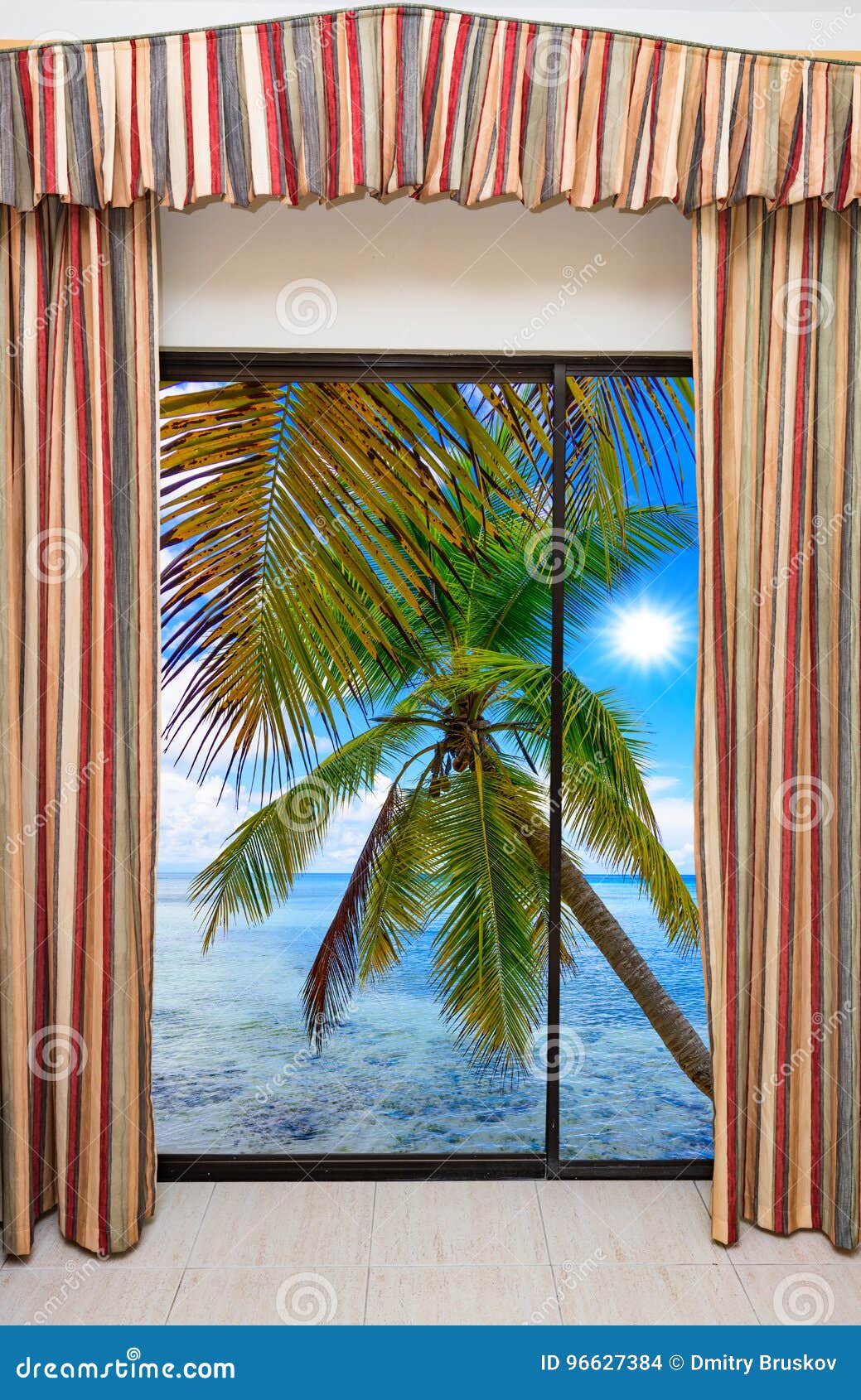 Ocean view window stock photo. Image of palm, holiday - 96627384