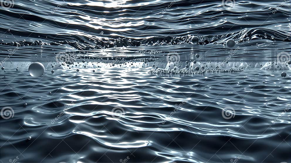 The Ocean Viewed from Below with Moonlight Creating Silver Ripples ...