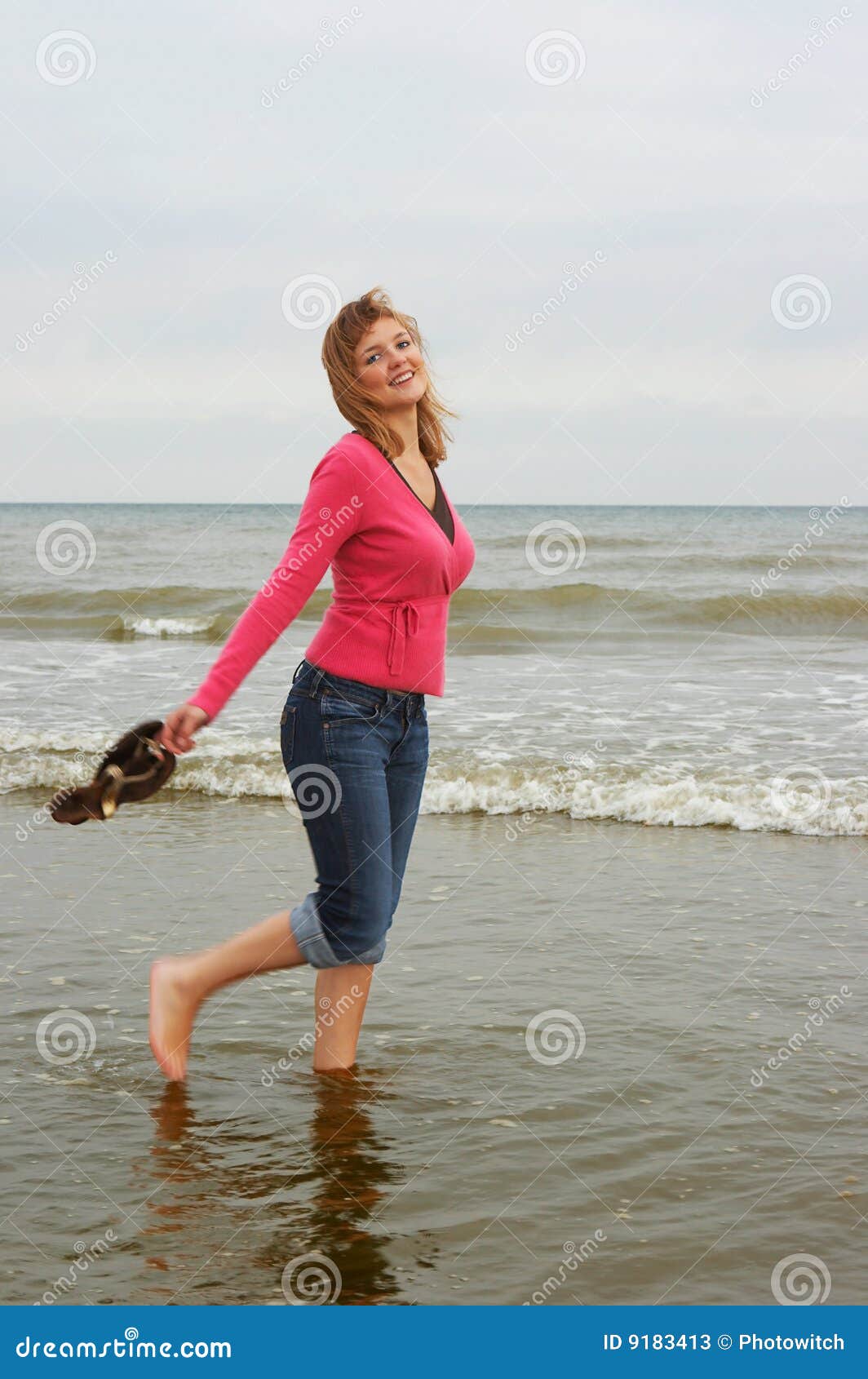 Ocean walk stock image. Image of waves, ocean, girl, sand - 9183413