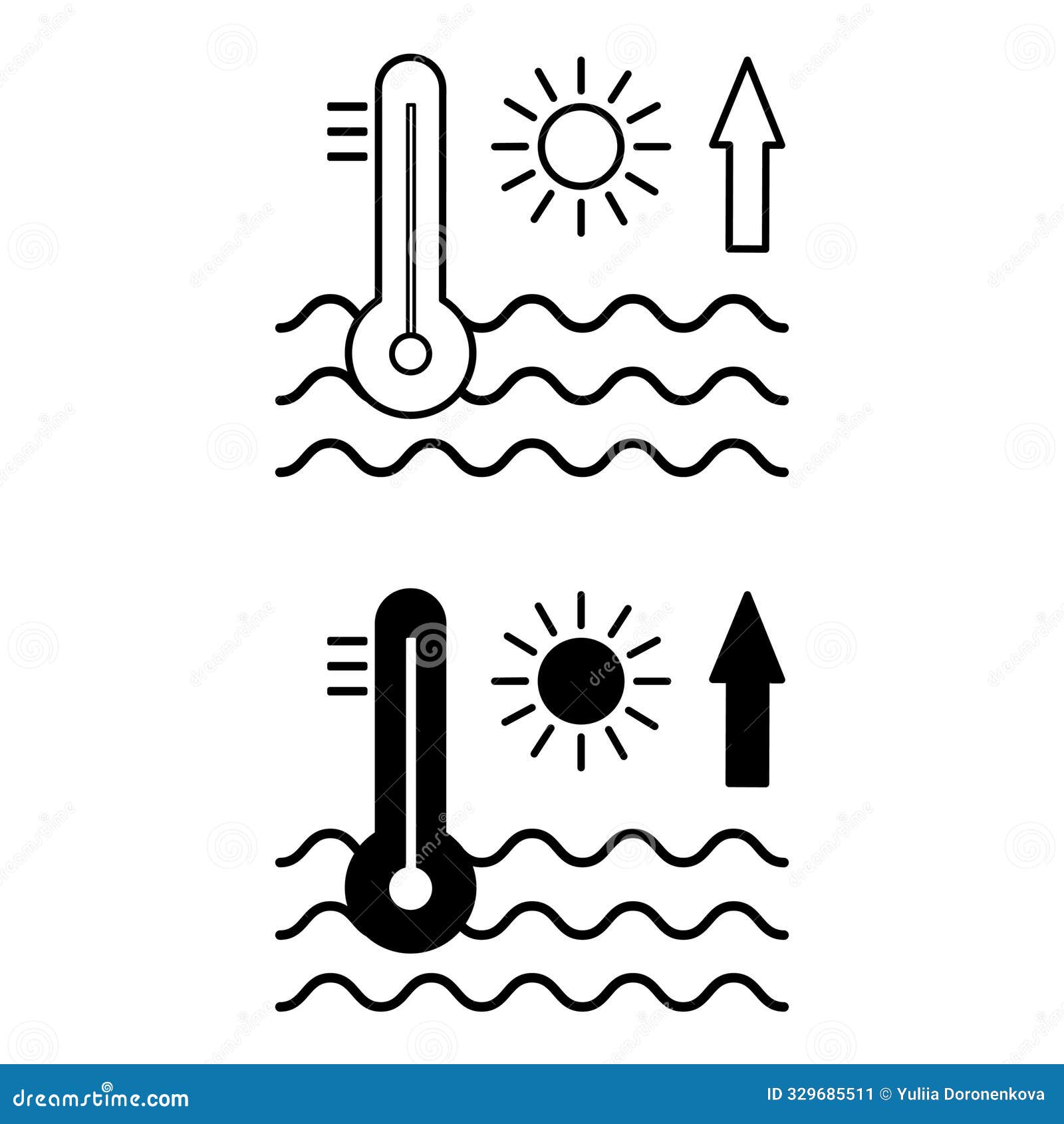 Ocean Warming Icons. stock vector. Illustration of emission - 329685511