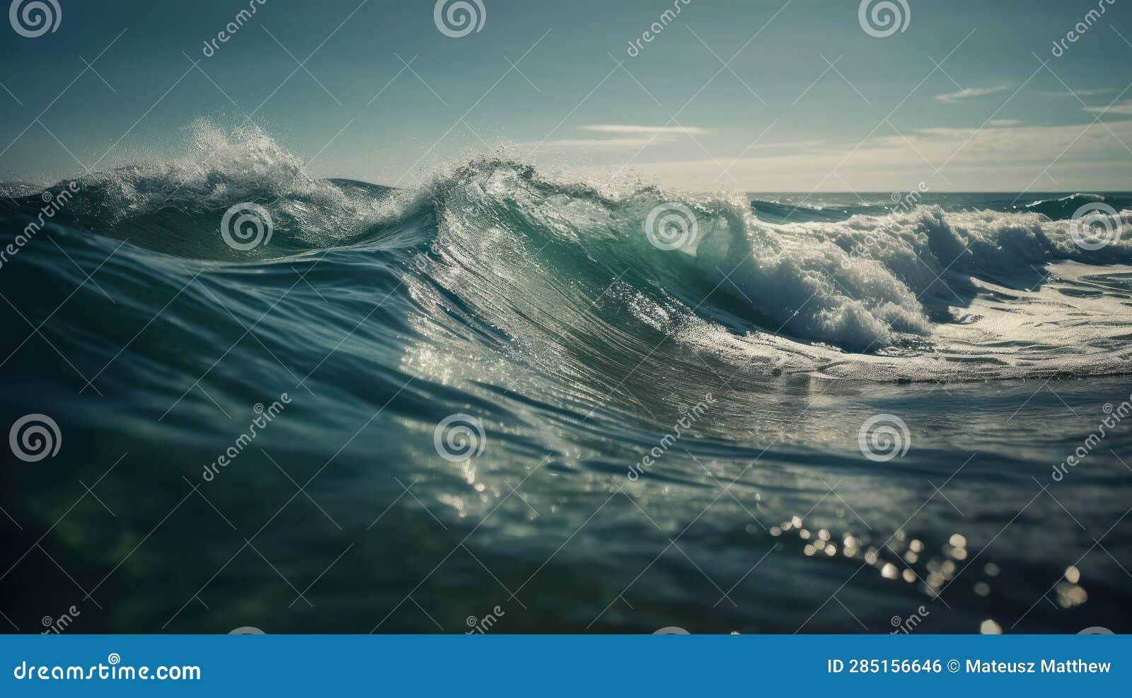 Ocean Water Background. Huge Waves with Reflection Stock Photo - Image ...