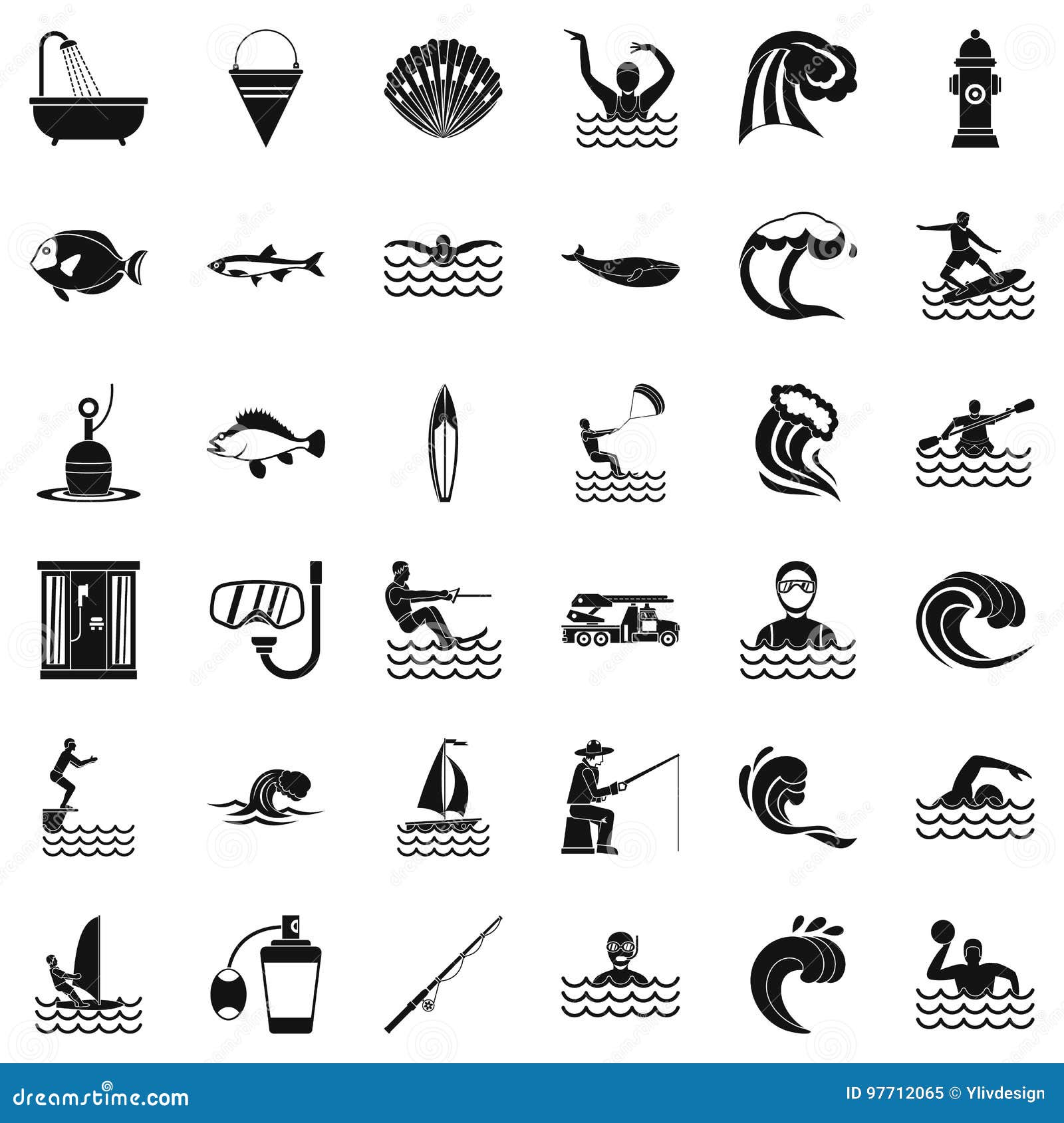 Ocean Water Icons Set, Simple Style Stock Vector - Illustration of ...
