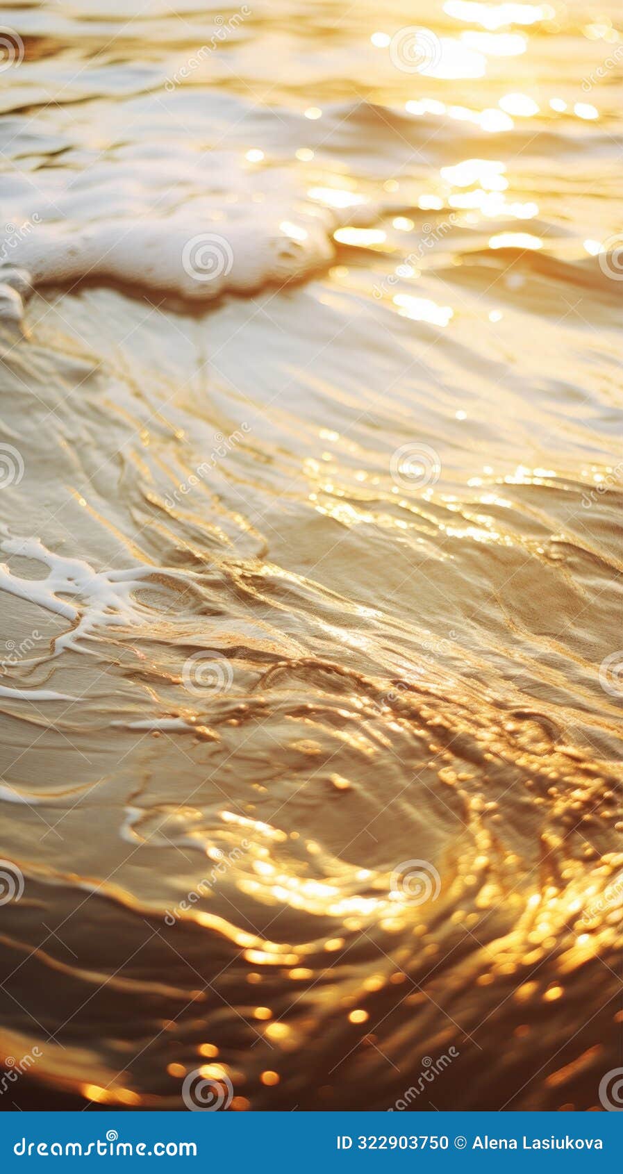 Ocean Water Surface in the Golden Light of the Sun at Sunset or Dawn ...
