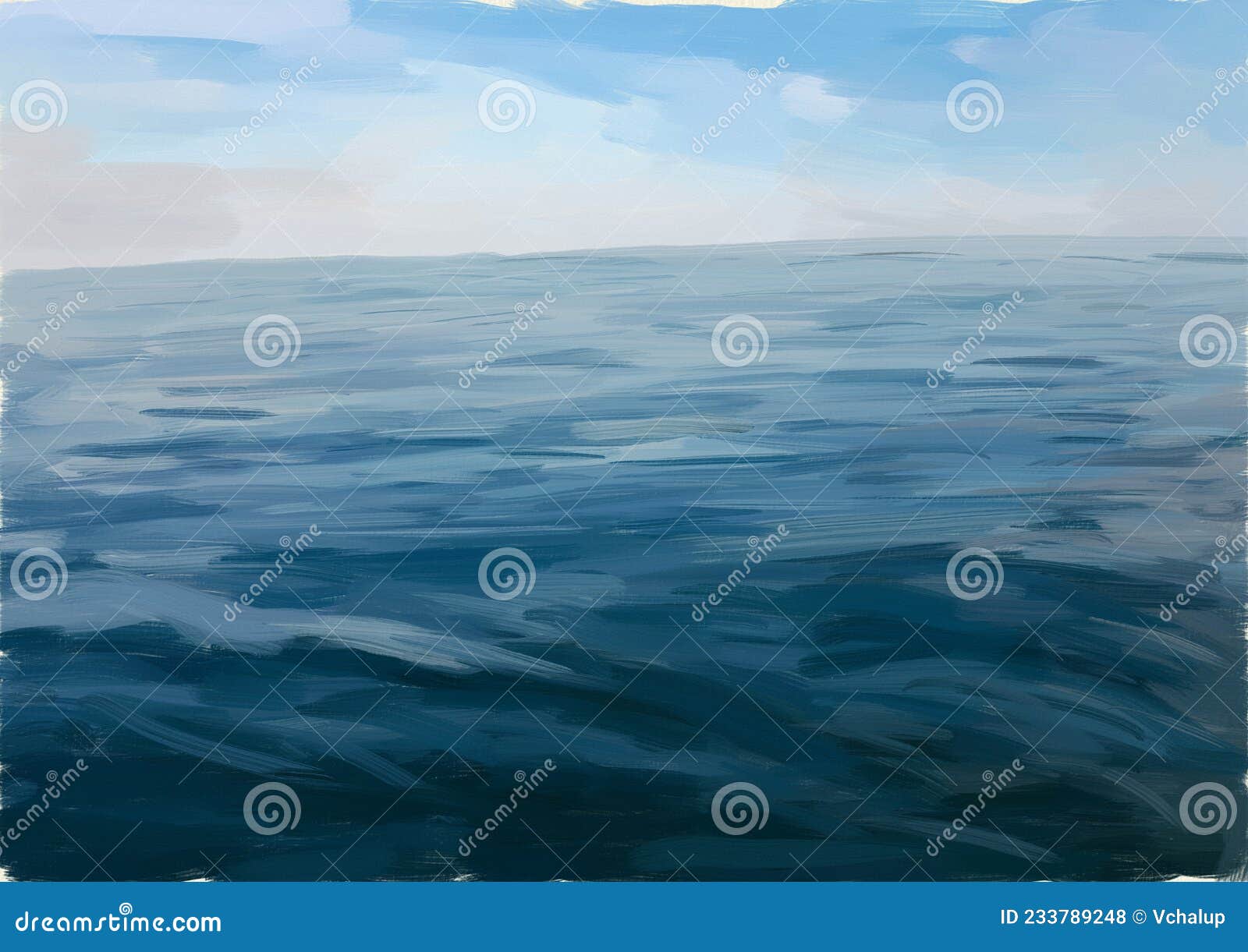 Ocean Water Surface with Waves. Digital Oil Painting. Stock ...