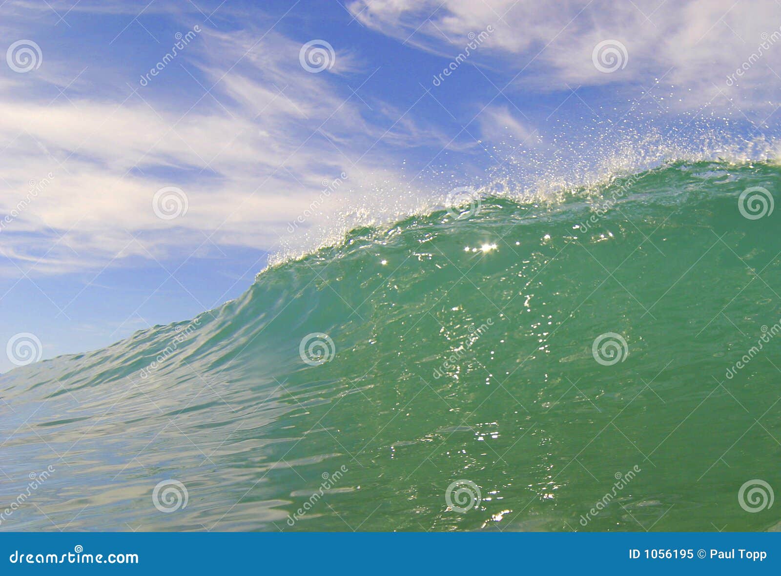 Ocean Wave Blue Sky and Clouds Stock Image - Image of empty, ocean: 1056195