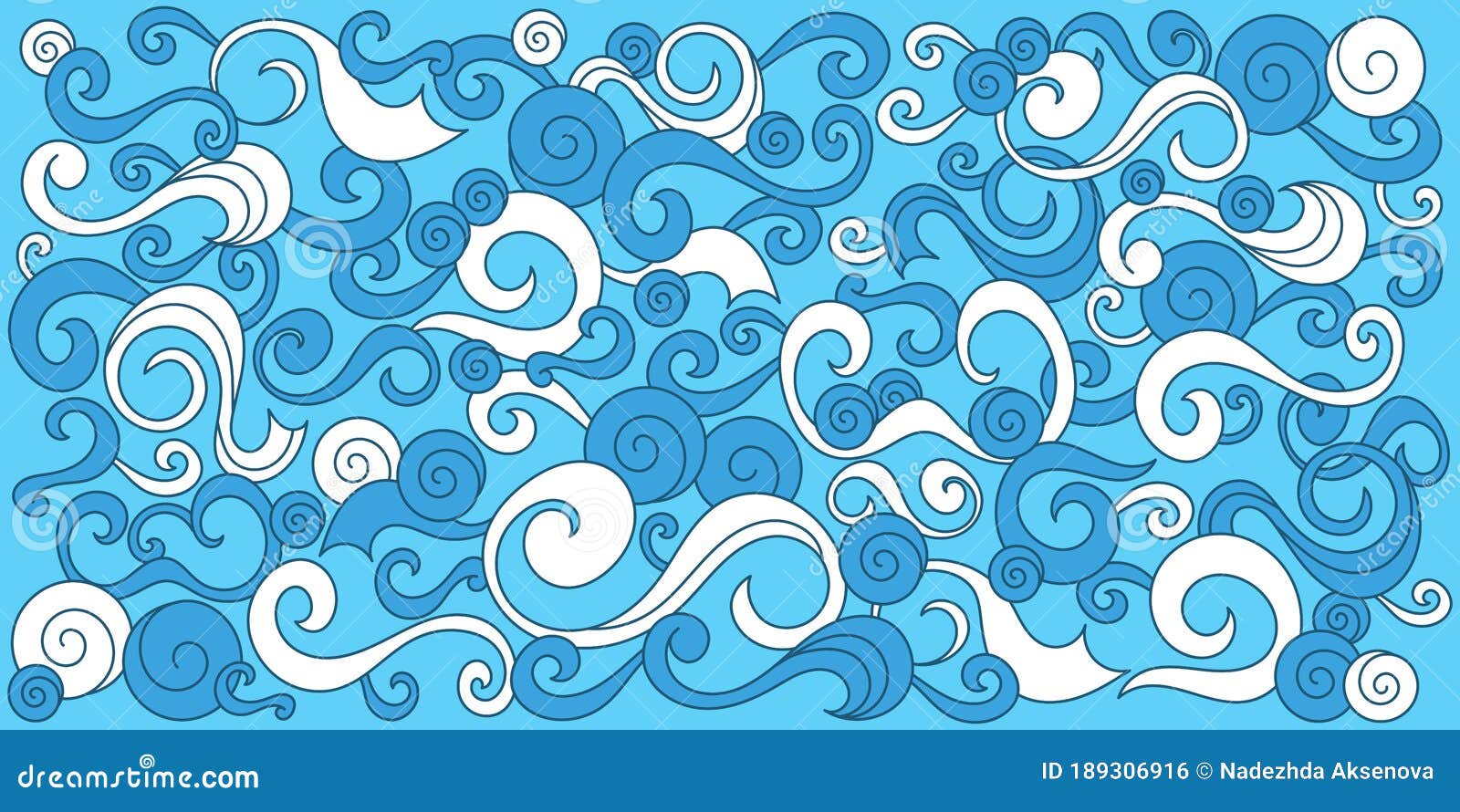 Ocean Wave Border Pattern. Vector Illustration with Sea Waves Stock ...