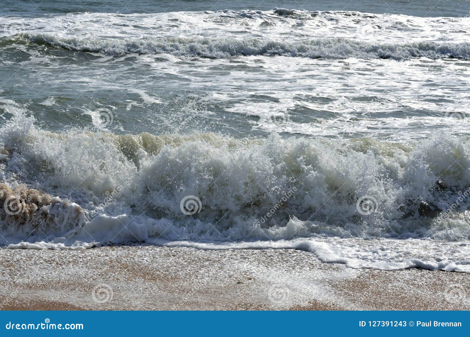 Ocean Wave Breaking on the Beach Stock Image - Image of action, natural ...