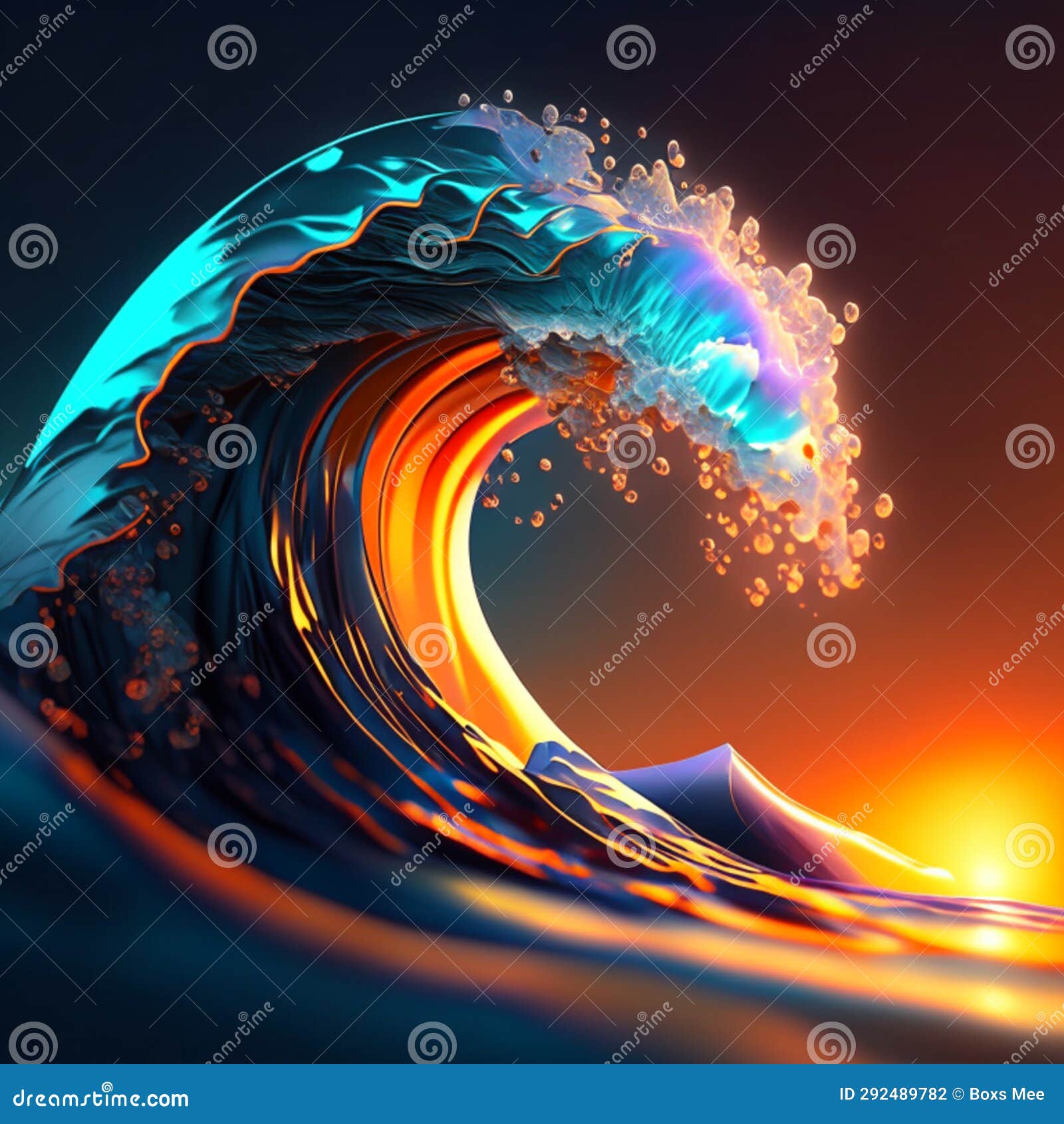 Ocean Wave. 3d Render. Abstract Background. Vector Illustration Stock ...