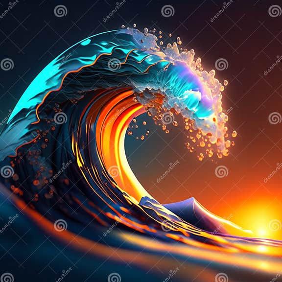 Ocean Wave. 3d Render. Abstract Background. Vector Illustration Stock ...