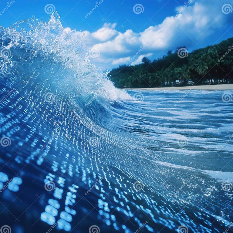 Ocean Wave with a Digital Texture, a Glimpse of Nature and Technology ...
