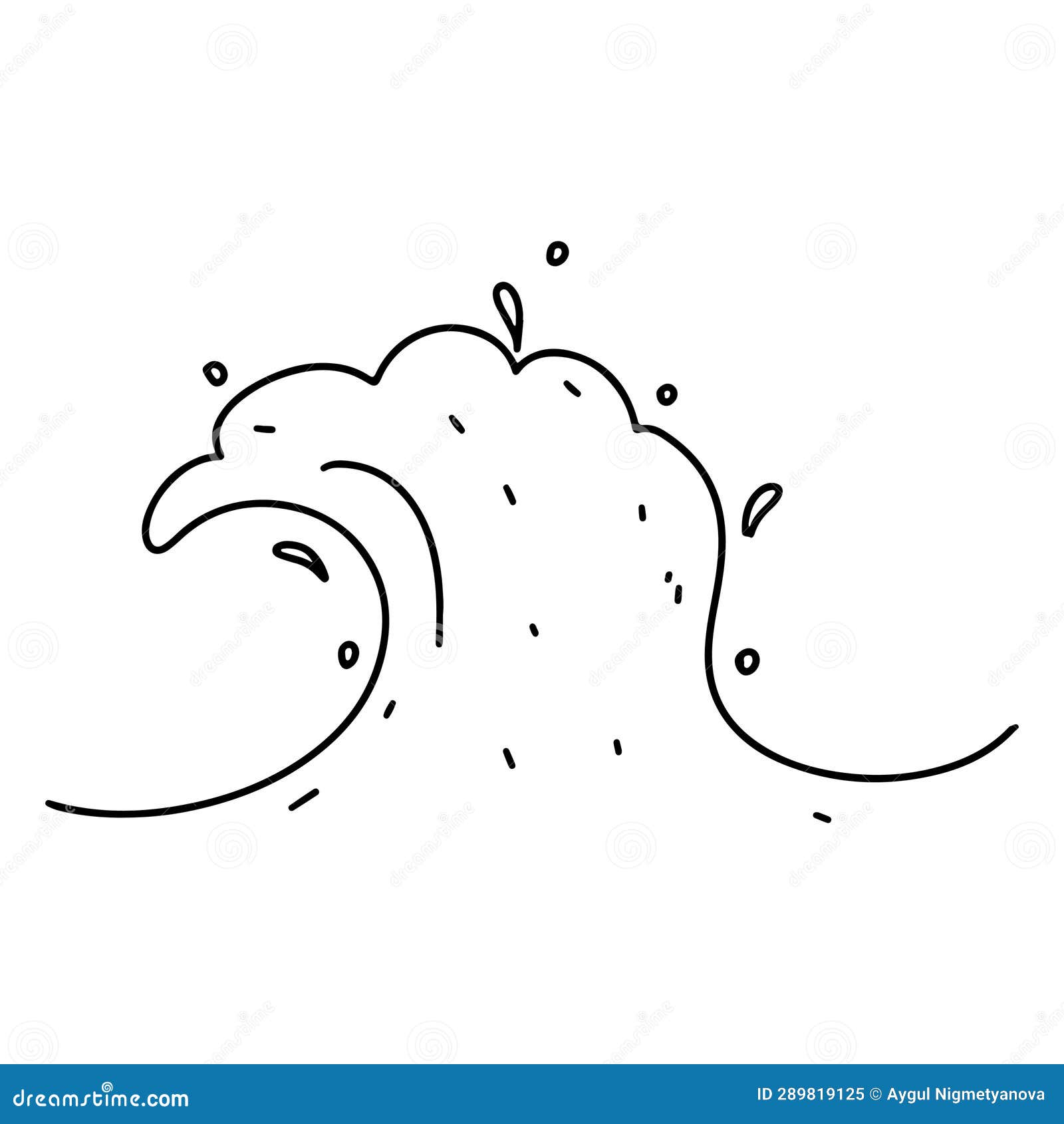 Ocean Wave. Hand Drawn Doodle Style. Vector Illustration Isolated on ...