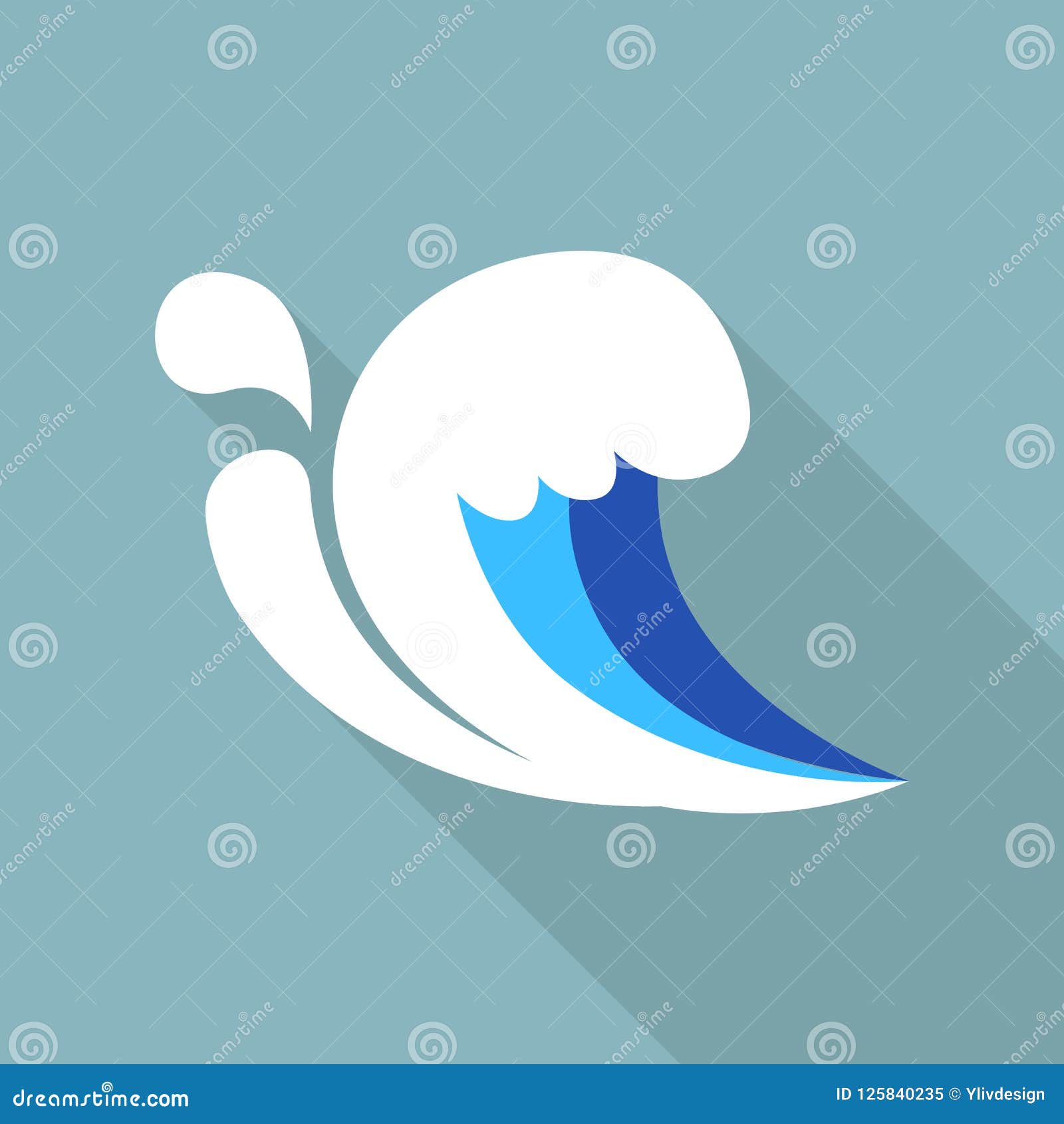 Ocean Wave Icon, Flat Style Stock Illustration - Illustration of swirl ...