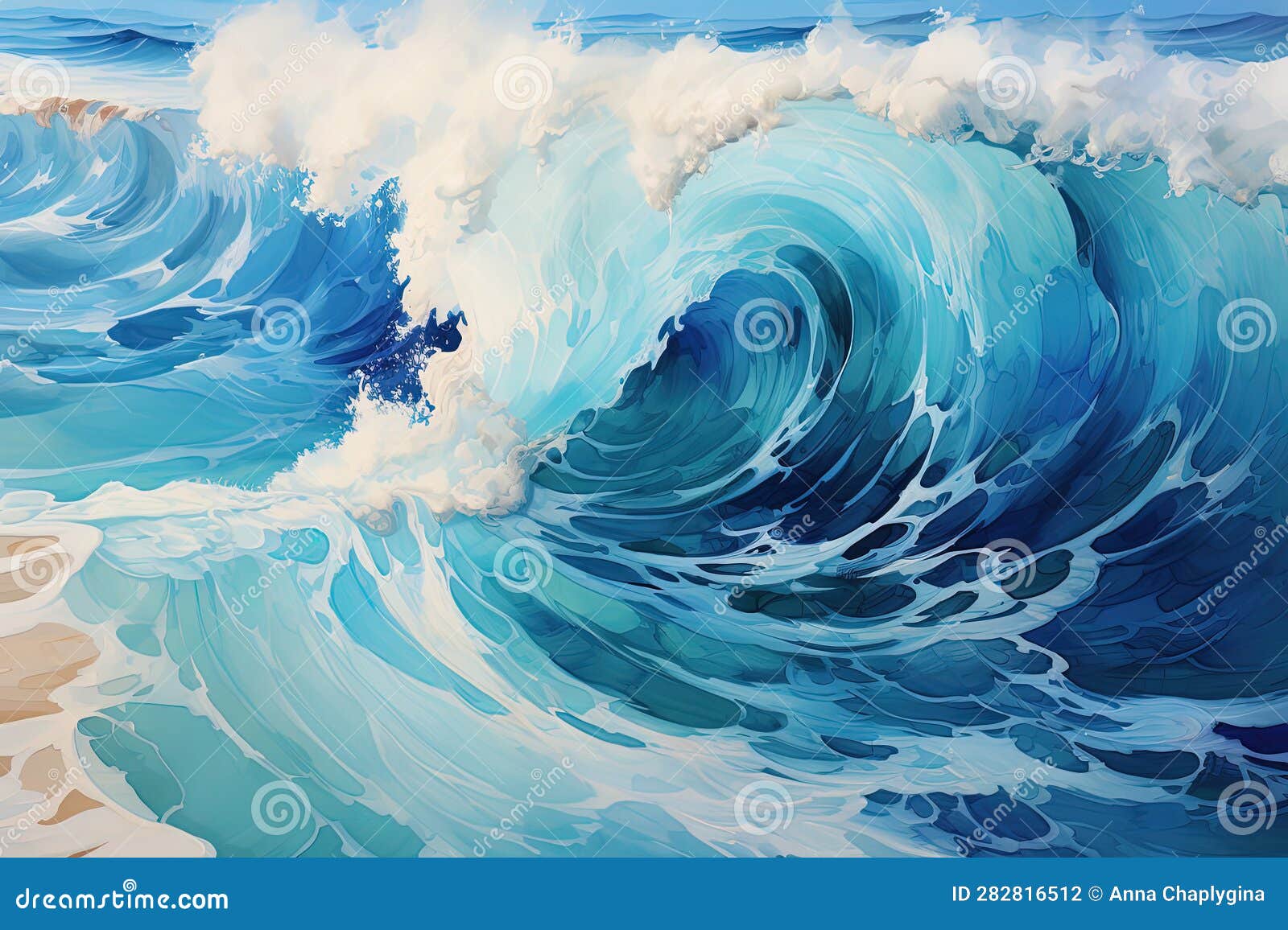 Ocean Wave Illustration. Abstract Seascape Background Stock ...