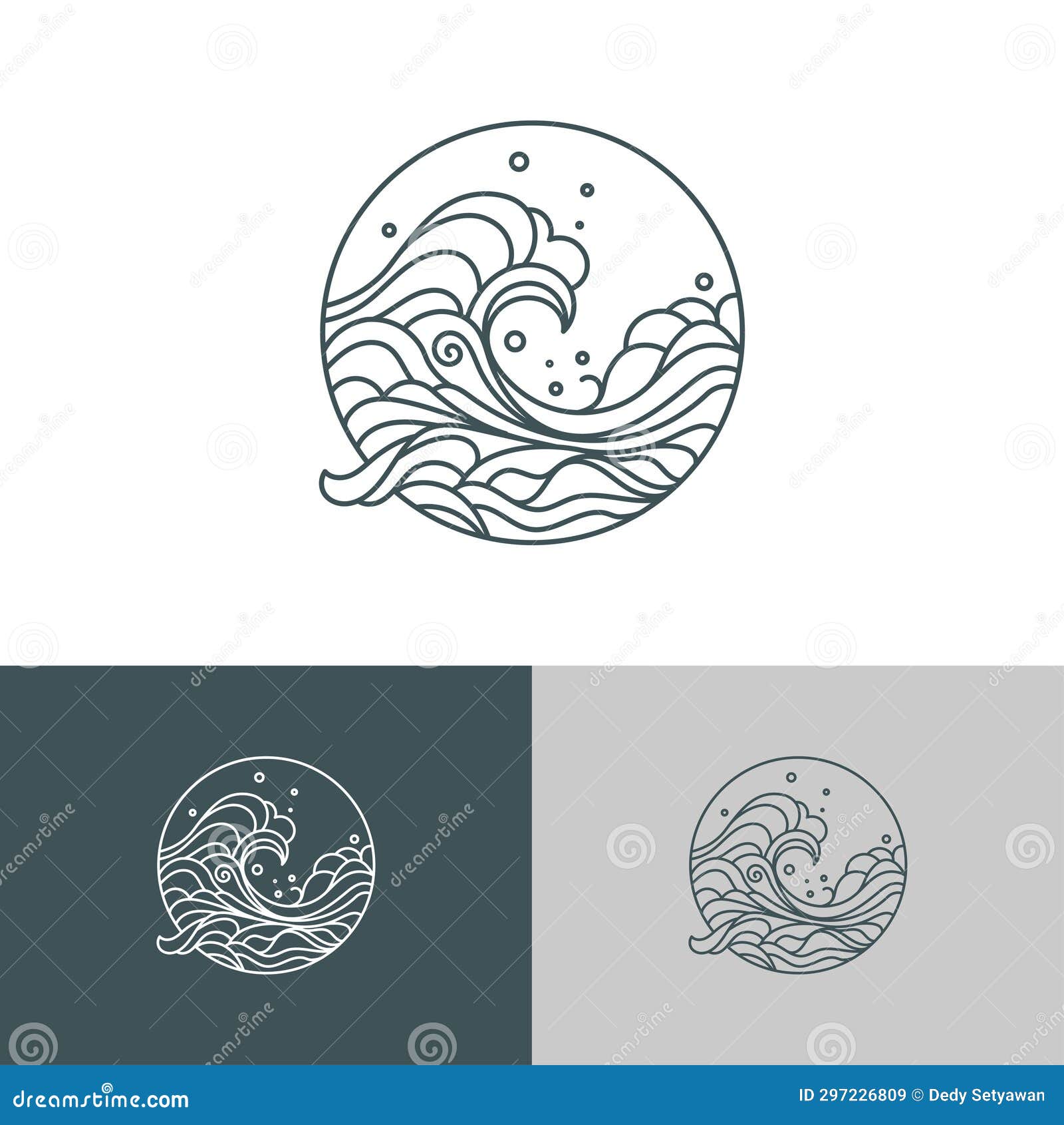 Ocean wave line art logo stock vector. Illustration of beach - 297226809