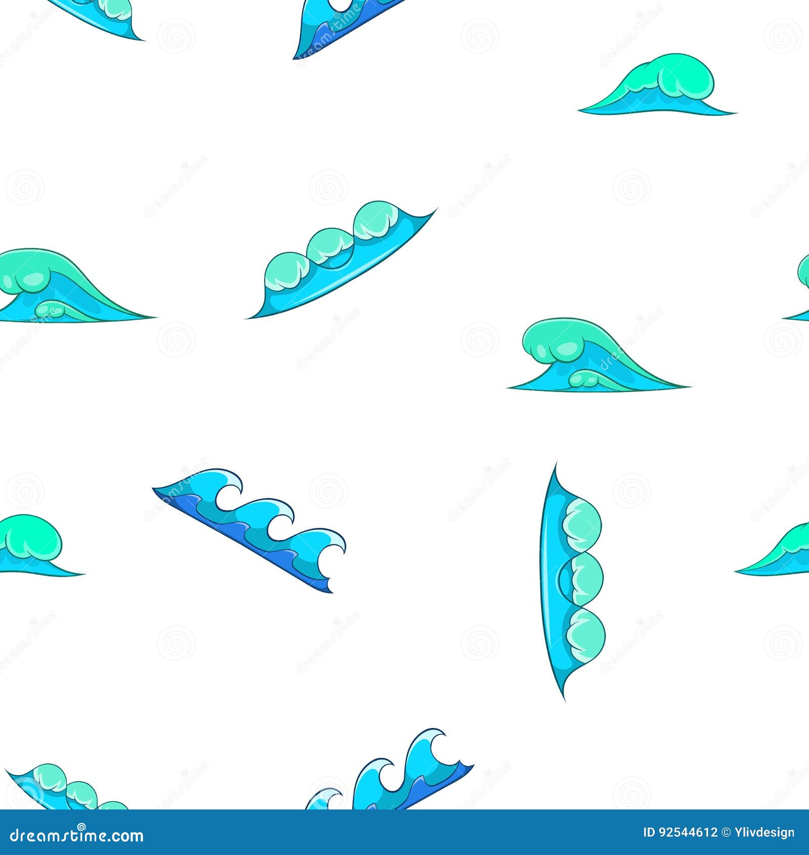 Ocean Wave Pattern, Cartoon Style Stock Vector - Illustration of ...