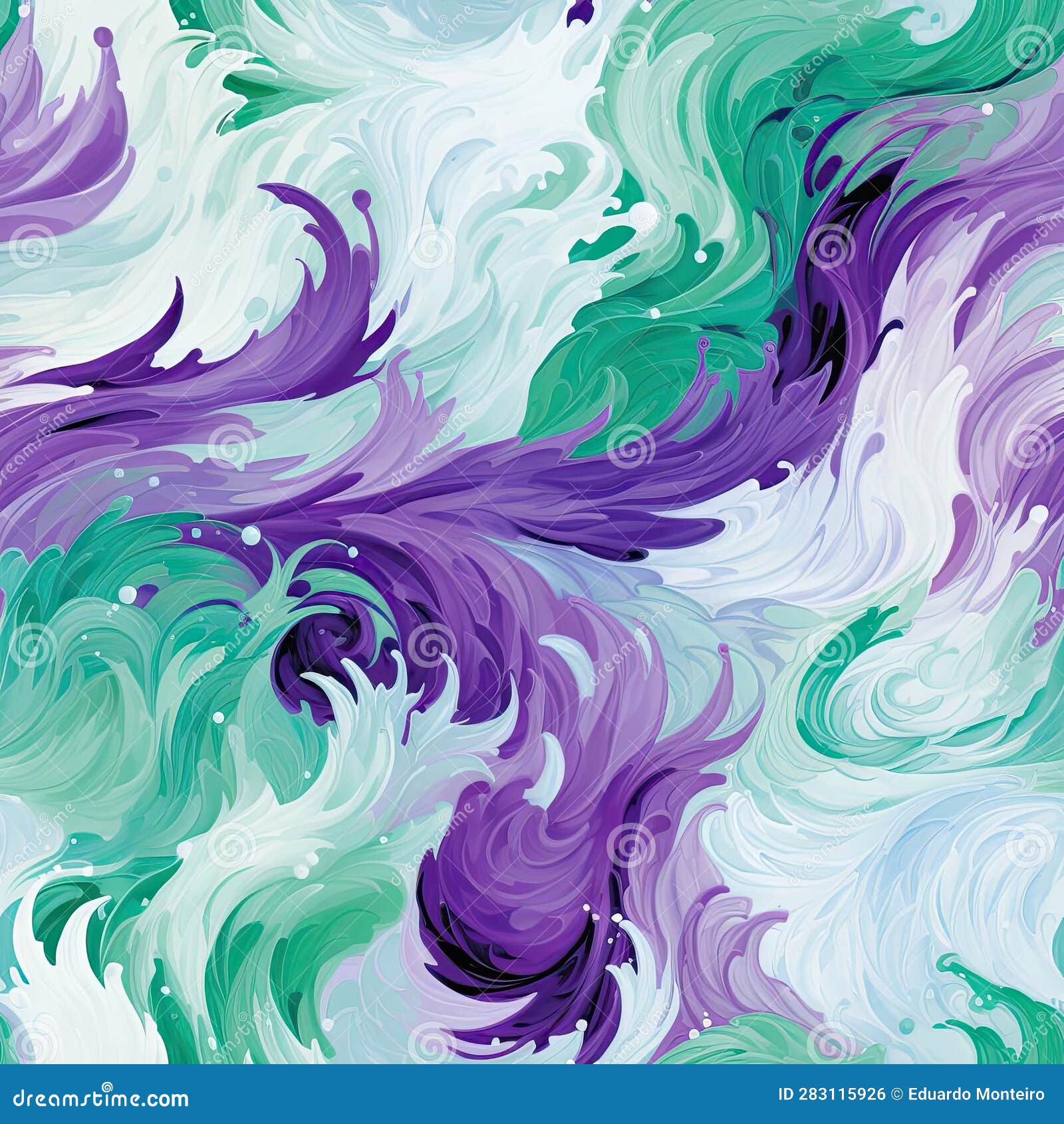 Ocean Wave Pattern in Green, Purple, and Blue with Rich Details (tiled ...