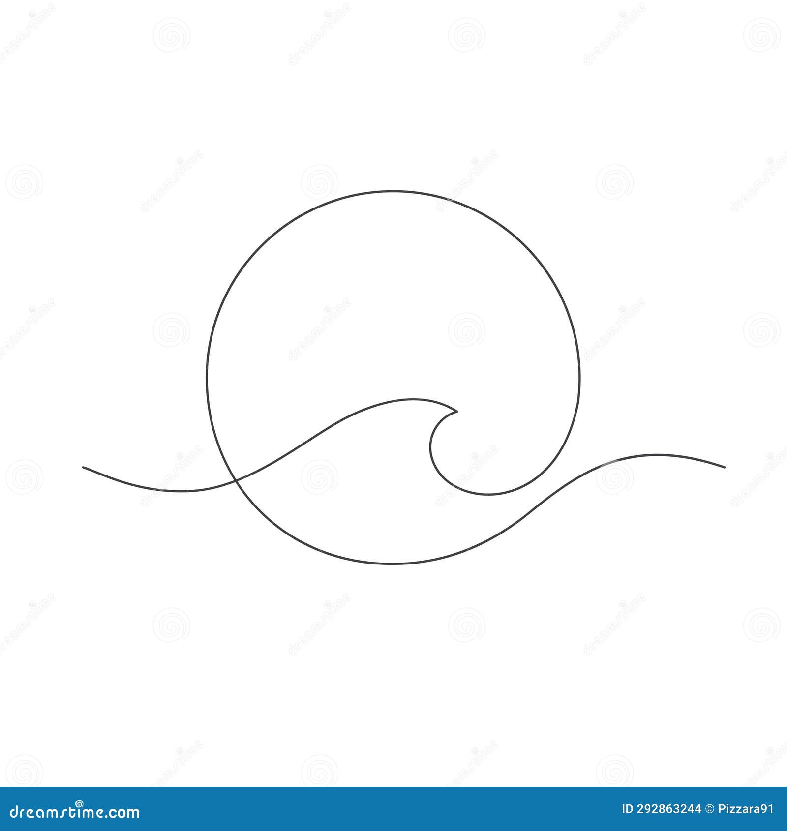 Ocean Wave Pattern in Round Shape Minimalism Concept One Line Stock ...