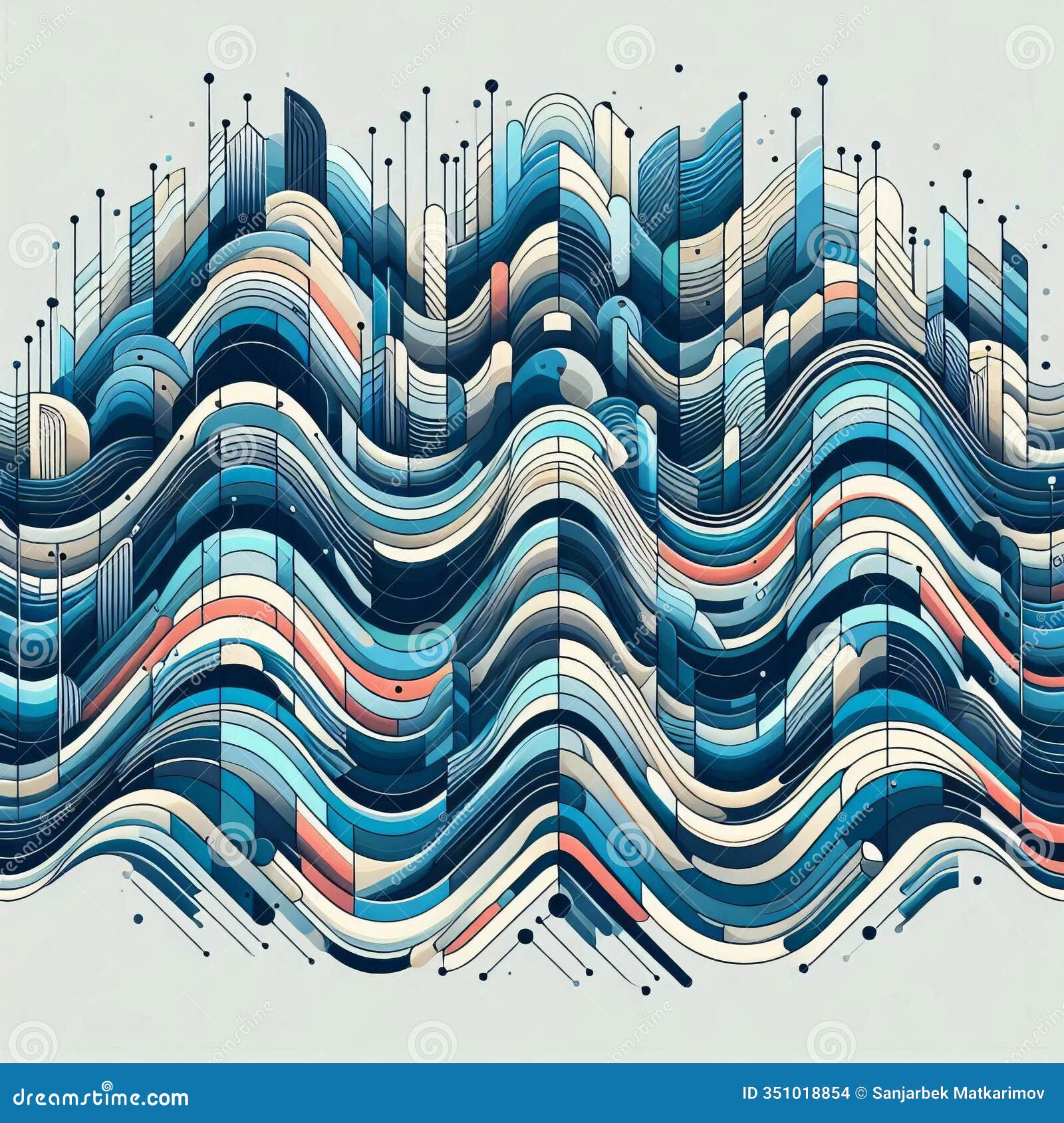 Ocean Wave Patterns Built from Overlapping Geometric Layers and Stock ...
