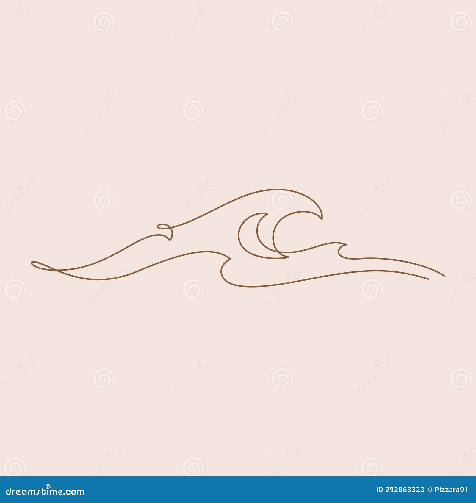 Ocean Wave Ripple Splashing Line Art Minimal Stock Illustration ...