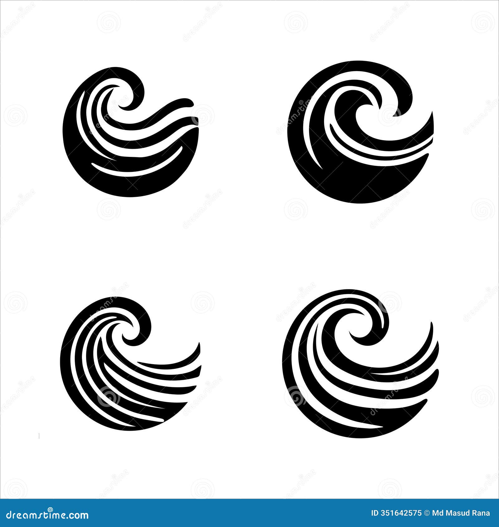 Ocean Wave Silhouettes with Vector Eps Illustration Stock Illustration ...