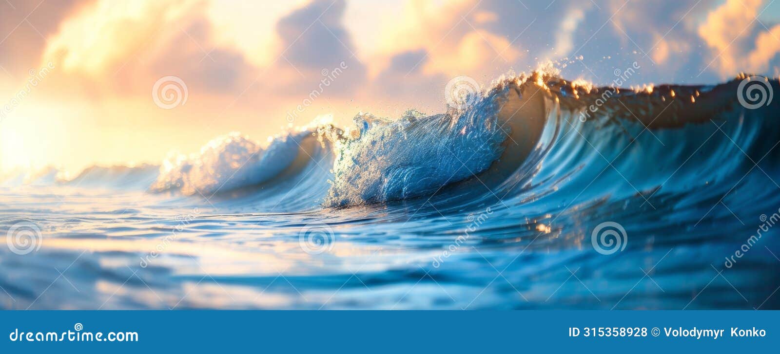 Ocean Wave with Sunset in Background Stock Photo - Image of reflection ...
