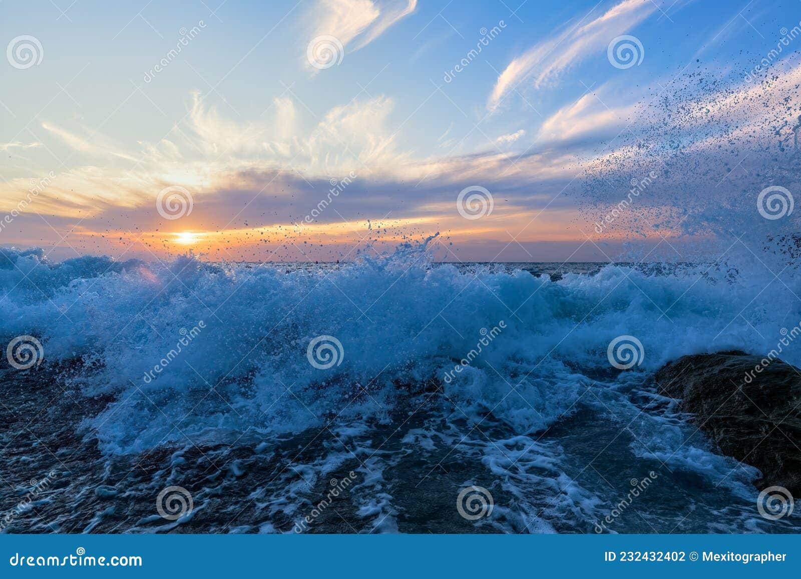 Ocean Wave Sunset stock photo. Image of storm, dawn - 232432402