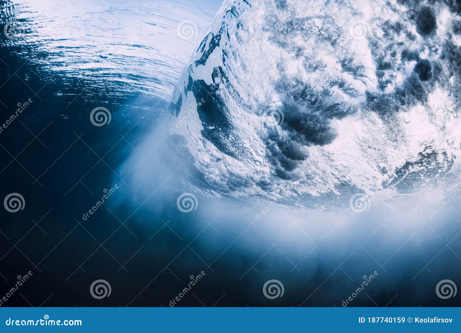 Ocean Wave with Vortex in Underwater. Underwater View Stock Image ...
