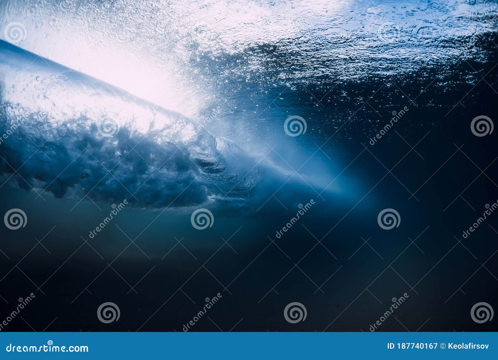 Ocean Wave with Vortex in Underwater. Underwater View Stock Image ...