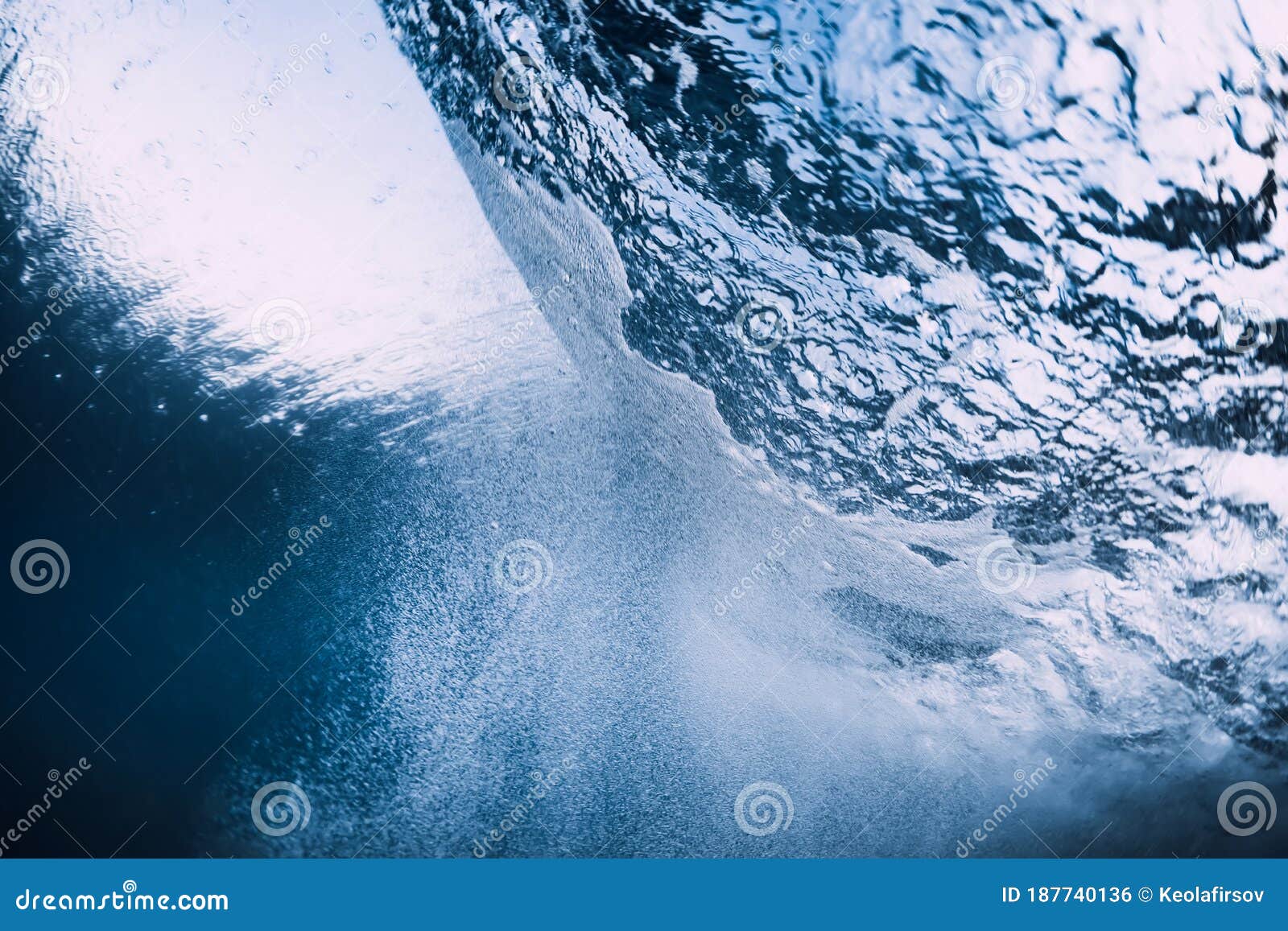 Ocean Wave with Vortex in Underwater. Underwater View Stock Photo ...