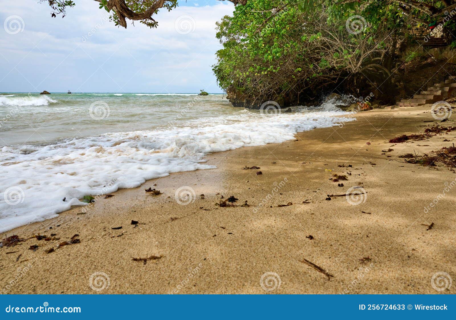 Ocean Waves Approaching Sandy Beach on a Sunny Day Stock Image - Image ...