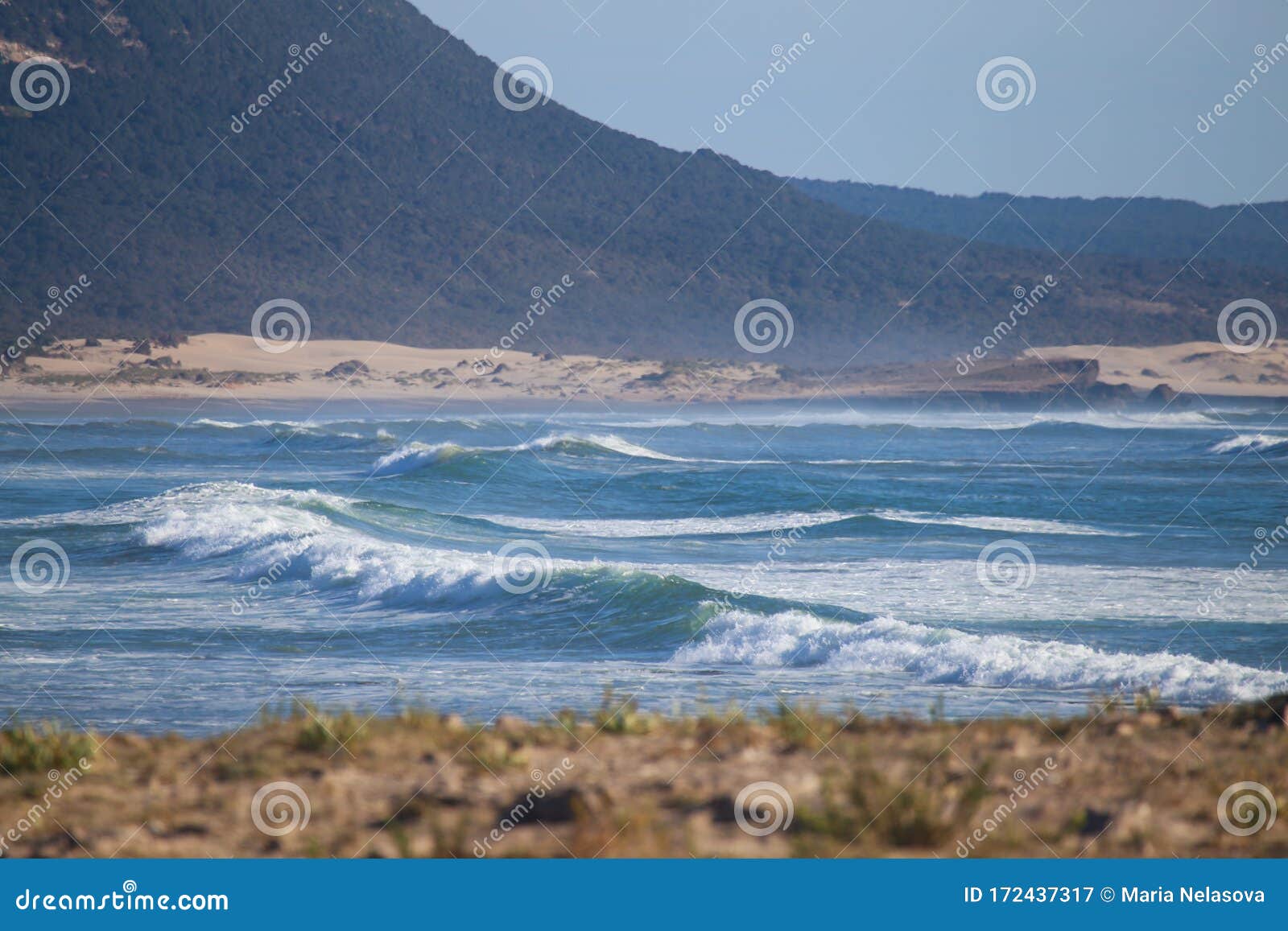 Ocean Waves on the Background of a Mountain Stock Image - Image of ...