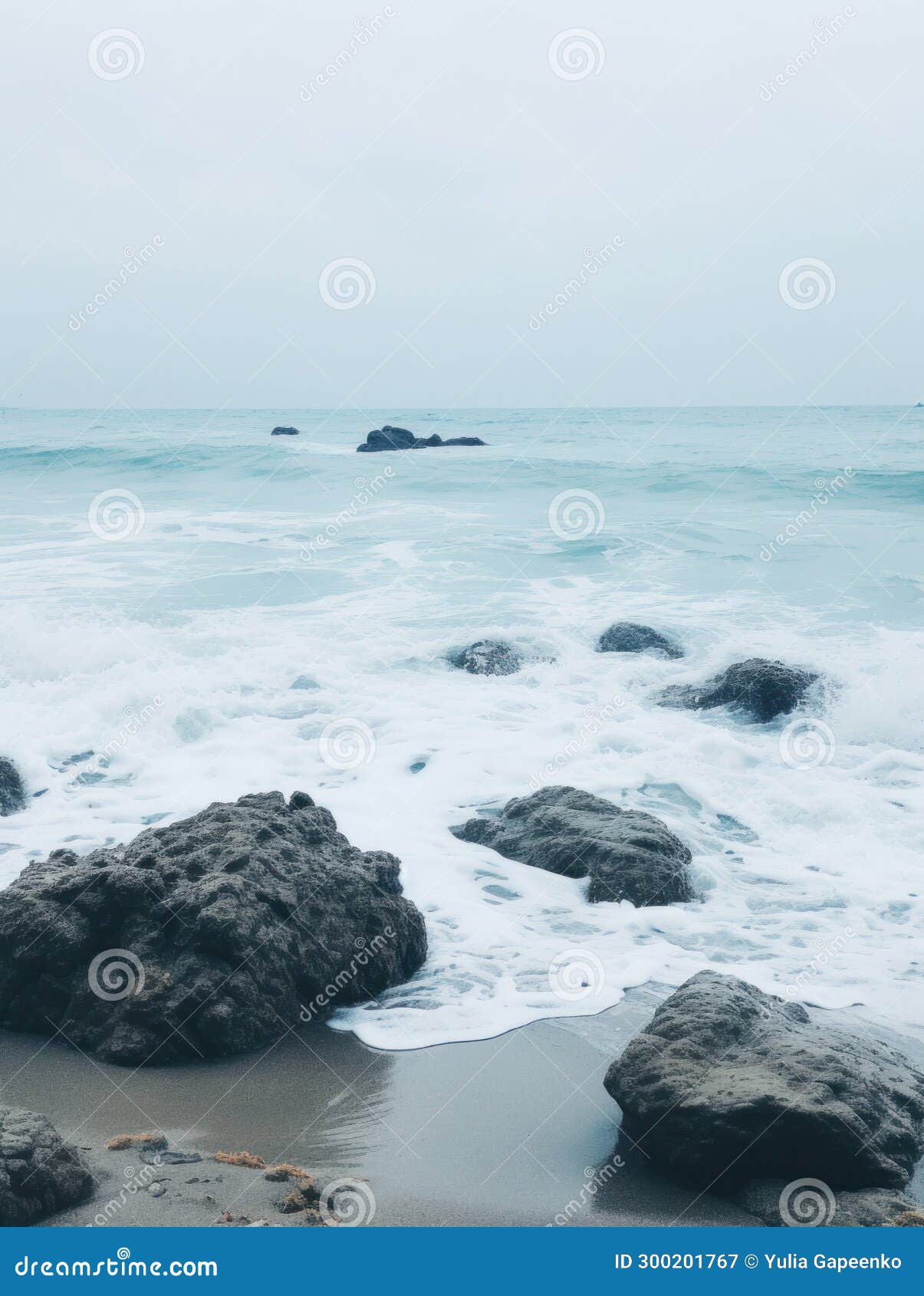 Ocean Waves on the Beach with Some Rocks Stock Image - Image of coast ...