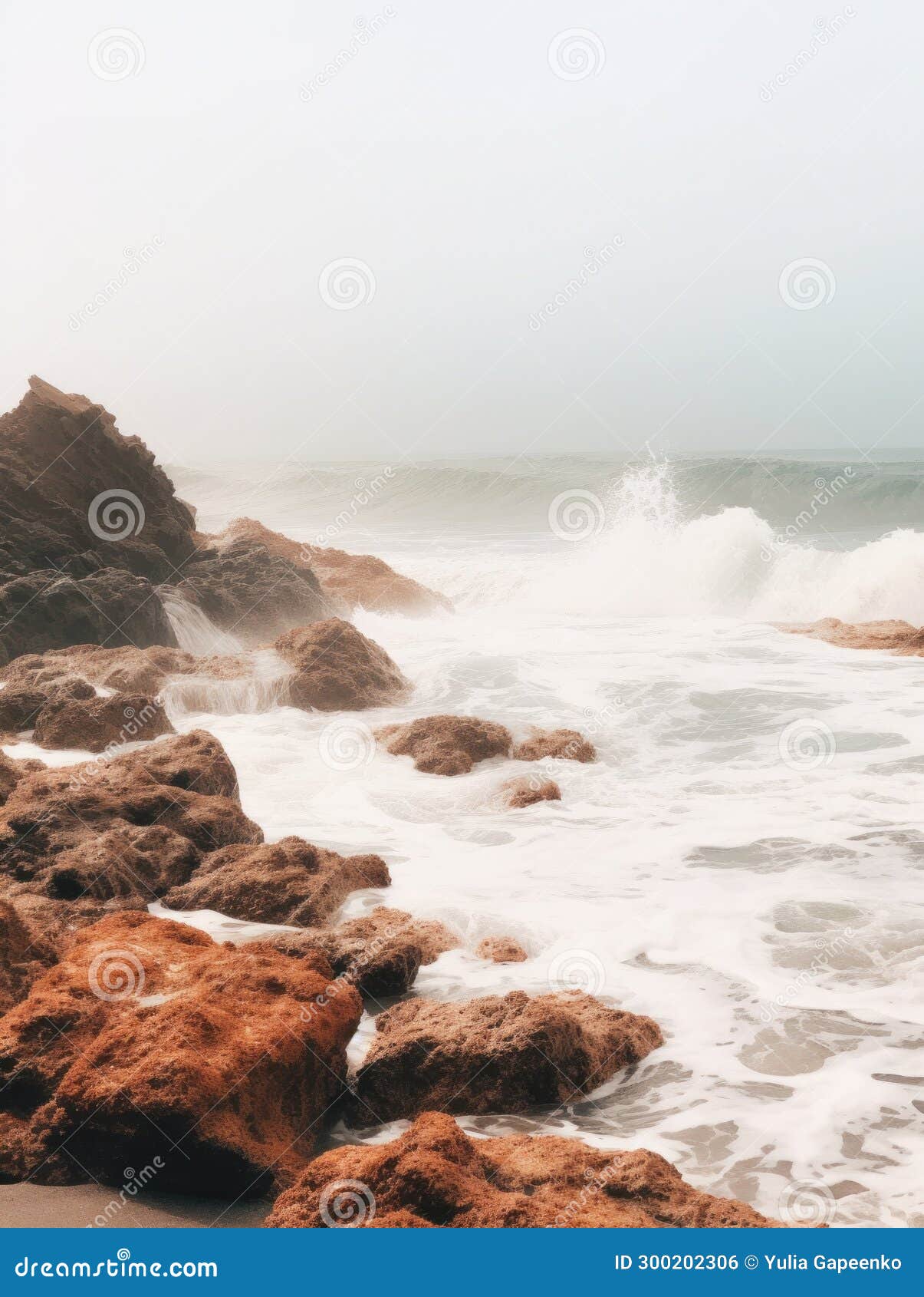 Ocean Waves on the Beach with Some Rocks Stock Photo - Image of wind ...
