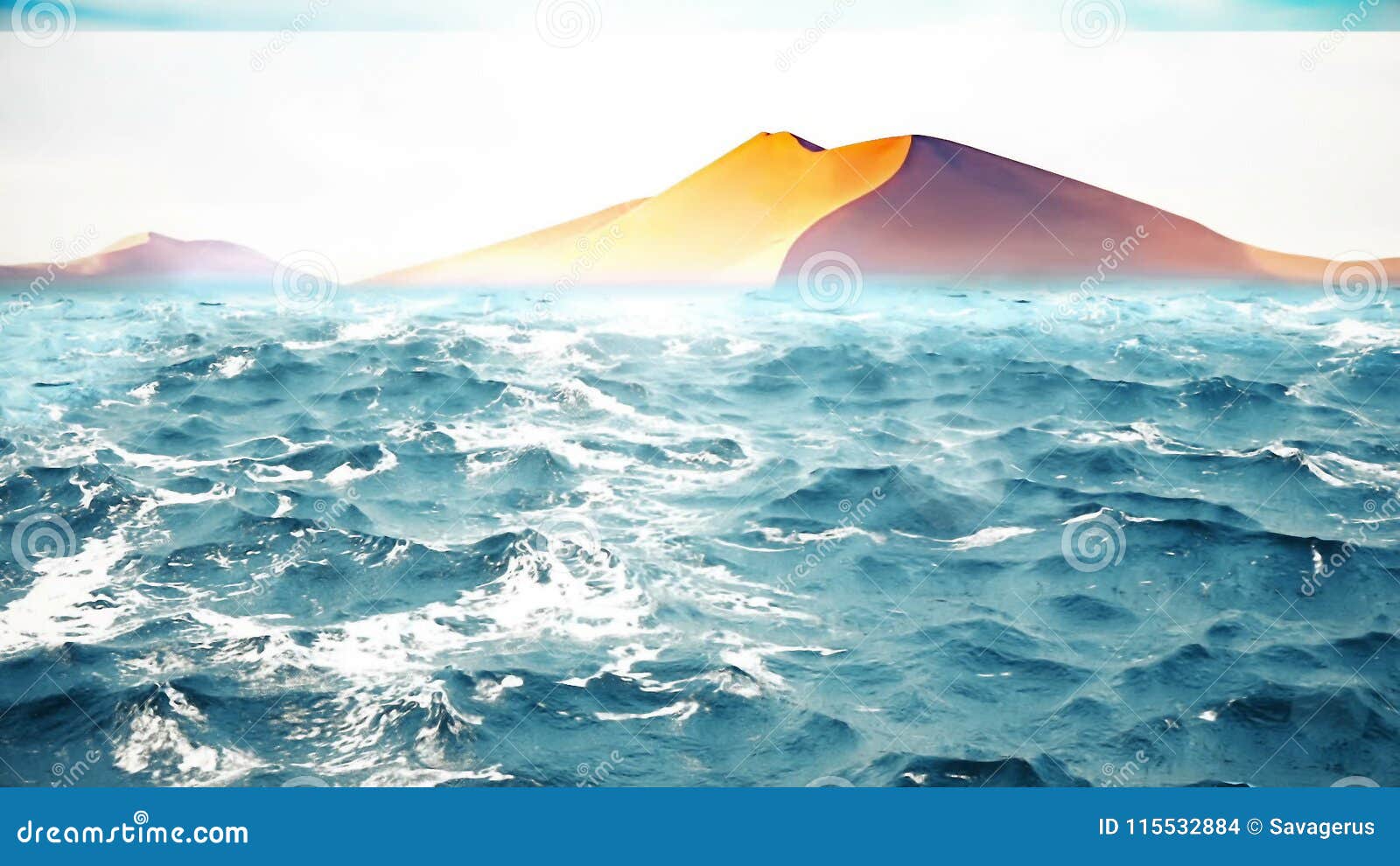 Ocean Waves with Desert on the Background. Stock Photo - Image of ...