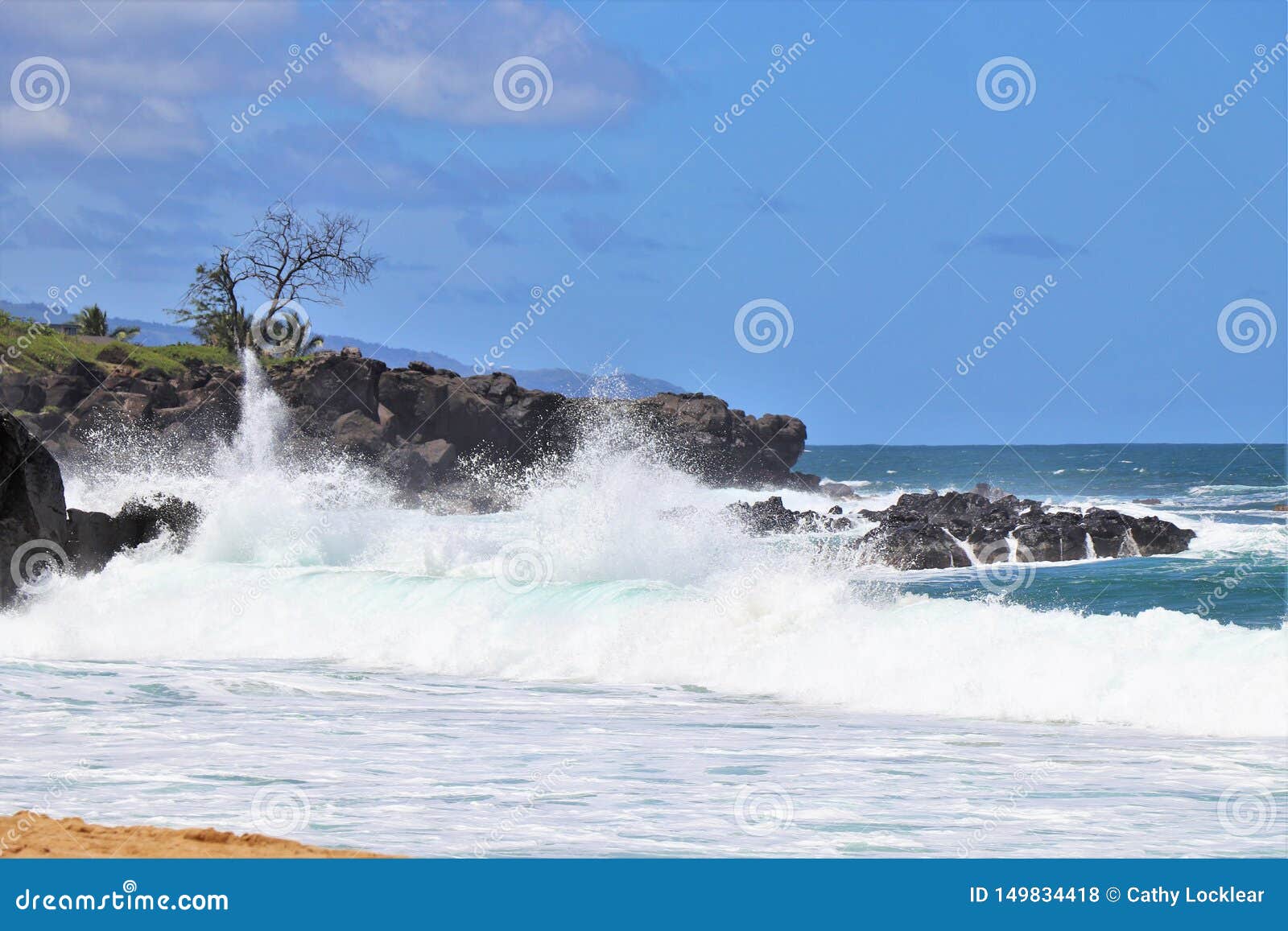 Ocean Waves Breaking Along a Rocky Beach Stock Photo - Image of island ...