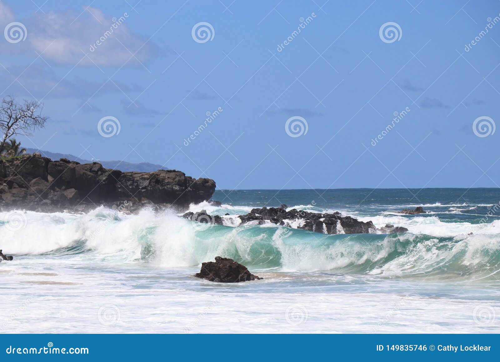 Ocean Waves Breaking Along a Rocky Beach Stock Photo - Image of island ...