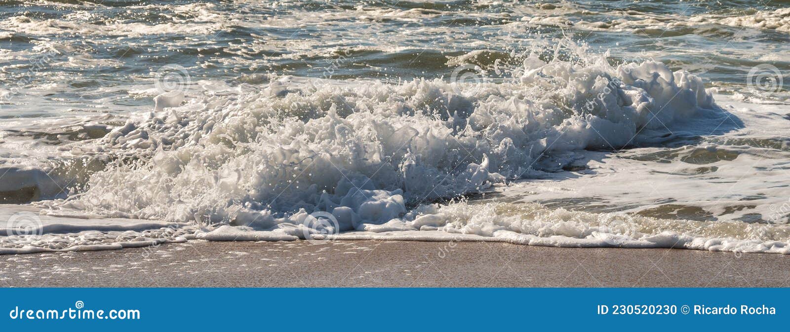 Waves breaking in beach stock photo. Image of landscape - 230520230