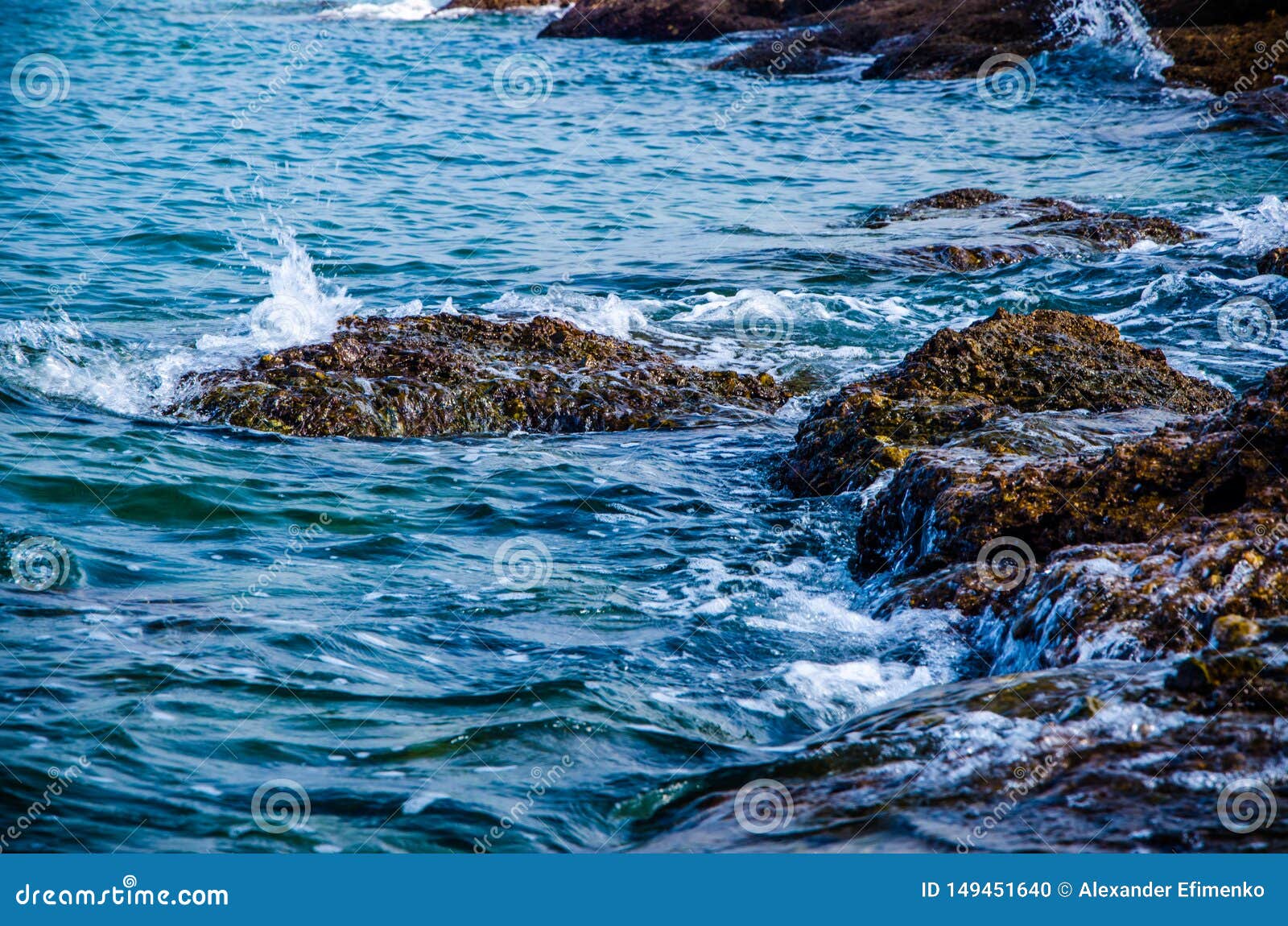 Ocean Waves Breaking on the Rocks on the Shore Stock Photo - Image of ...