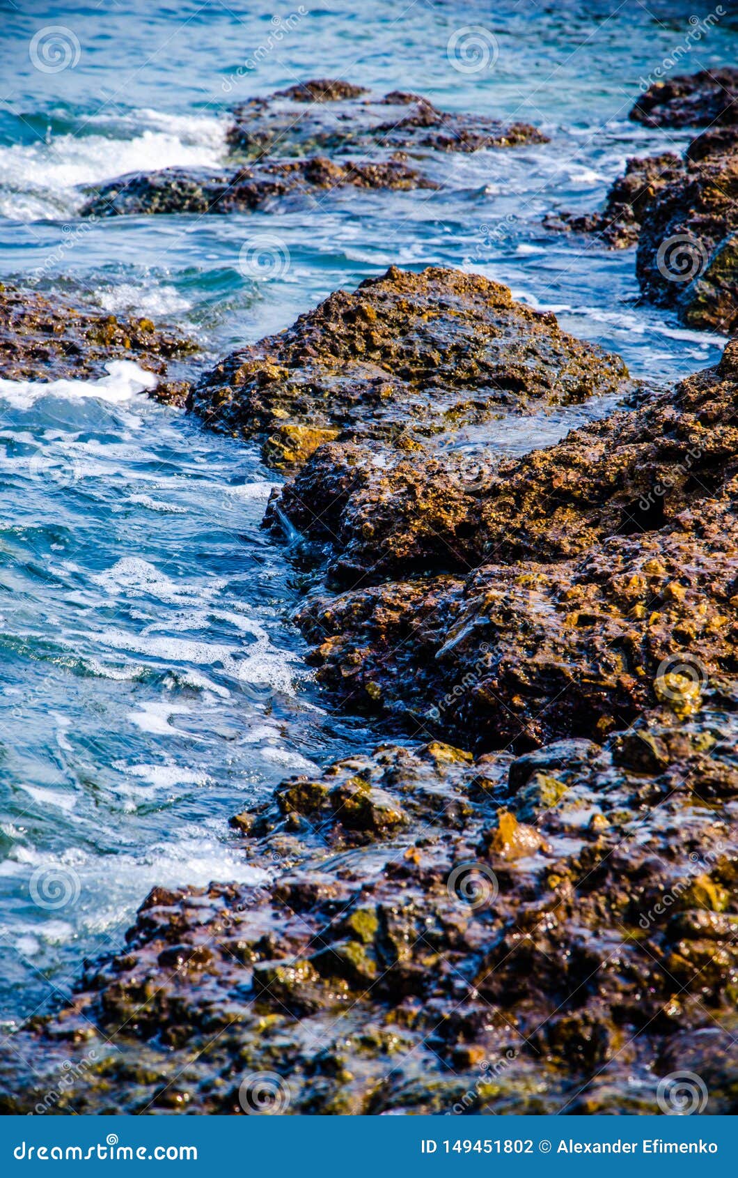 Ocean Waves Breaking on the Rocks on the Shore Stock Photo - Image of ...