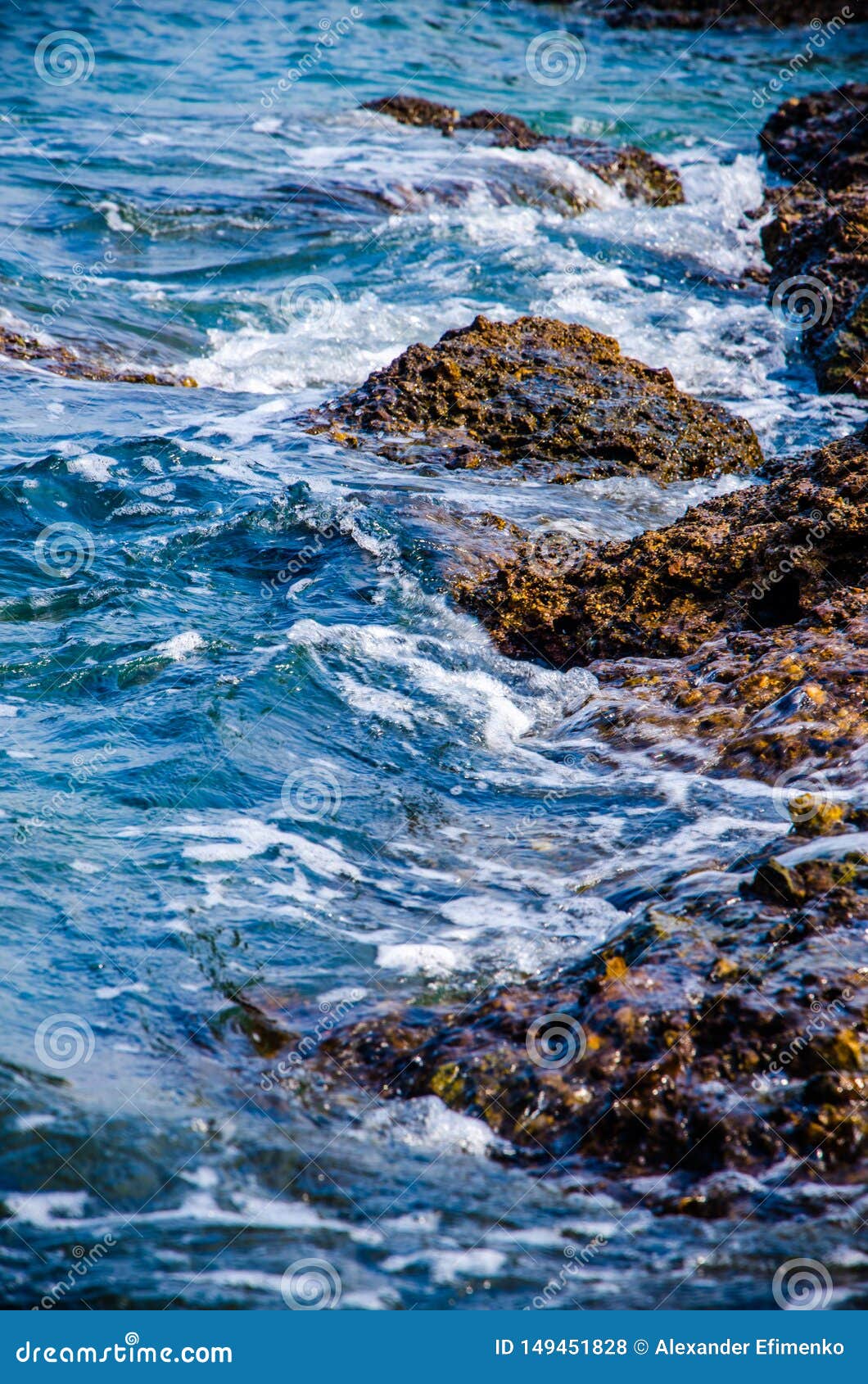Ocean Waves Breaking on the Rocks on the Shore Stock Photo - Image of ...