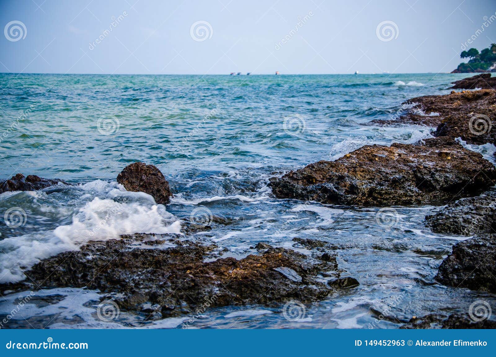 Ocean Waves Breaking on the Rocks on the Shore. Stock Image - Image of ...